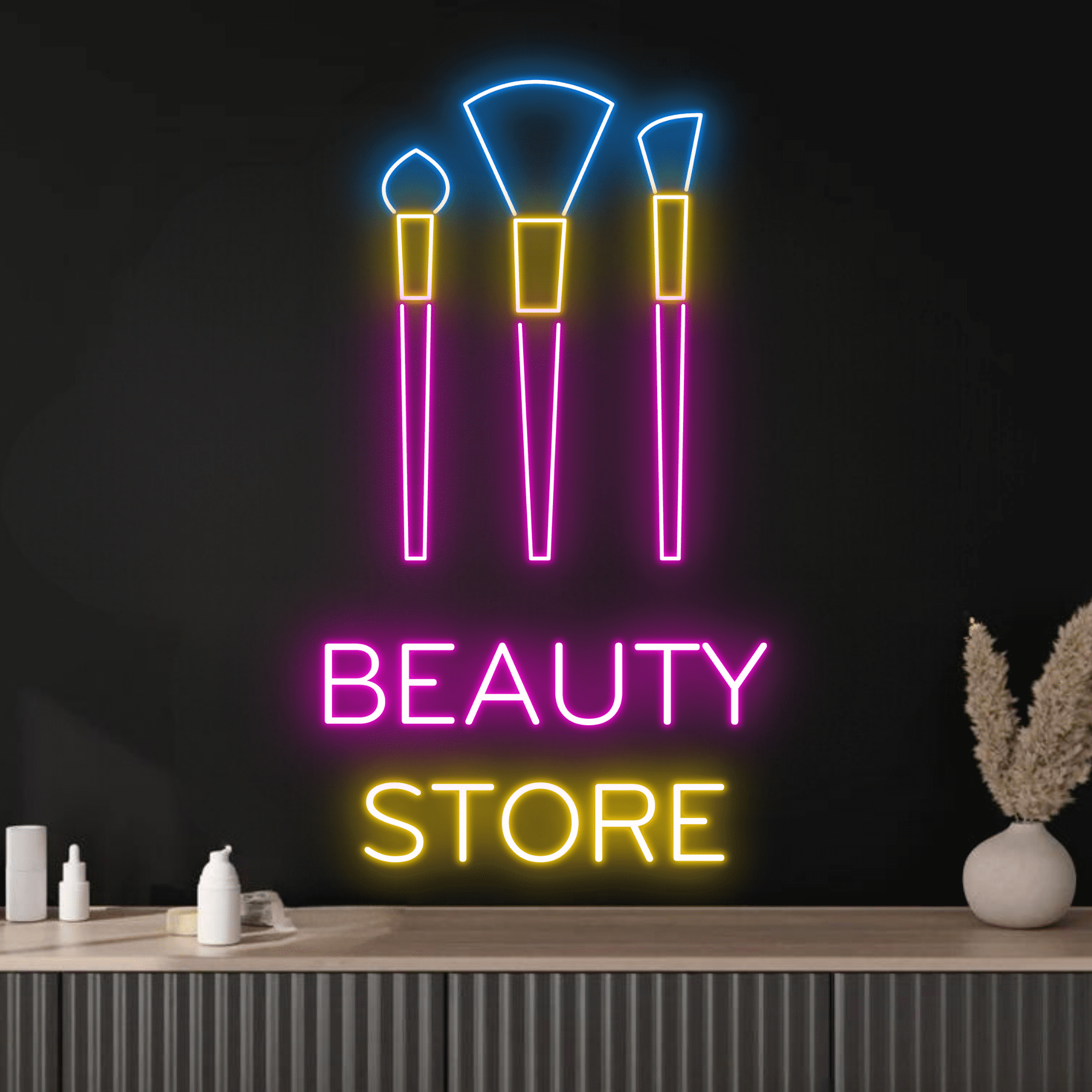 Glowneon Beauty Store Neon Sign, Beauty Make-up Store Decor Signboard ...