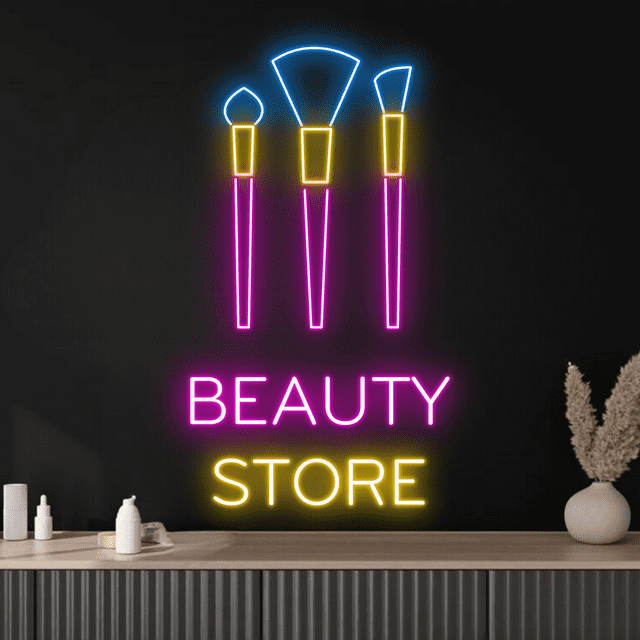 Glowneon Beauty Store Neon Sign, Beauty Make-up Store Decor Signboard ...