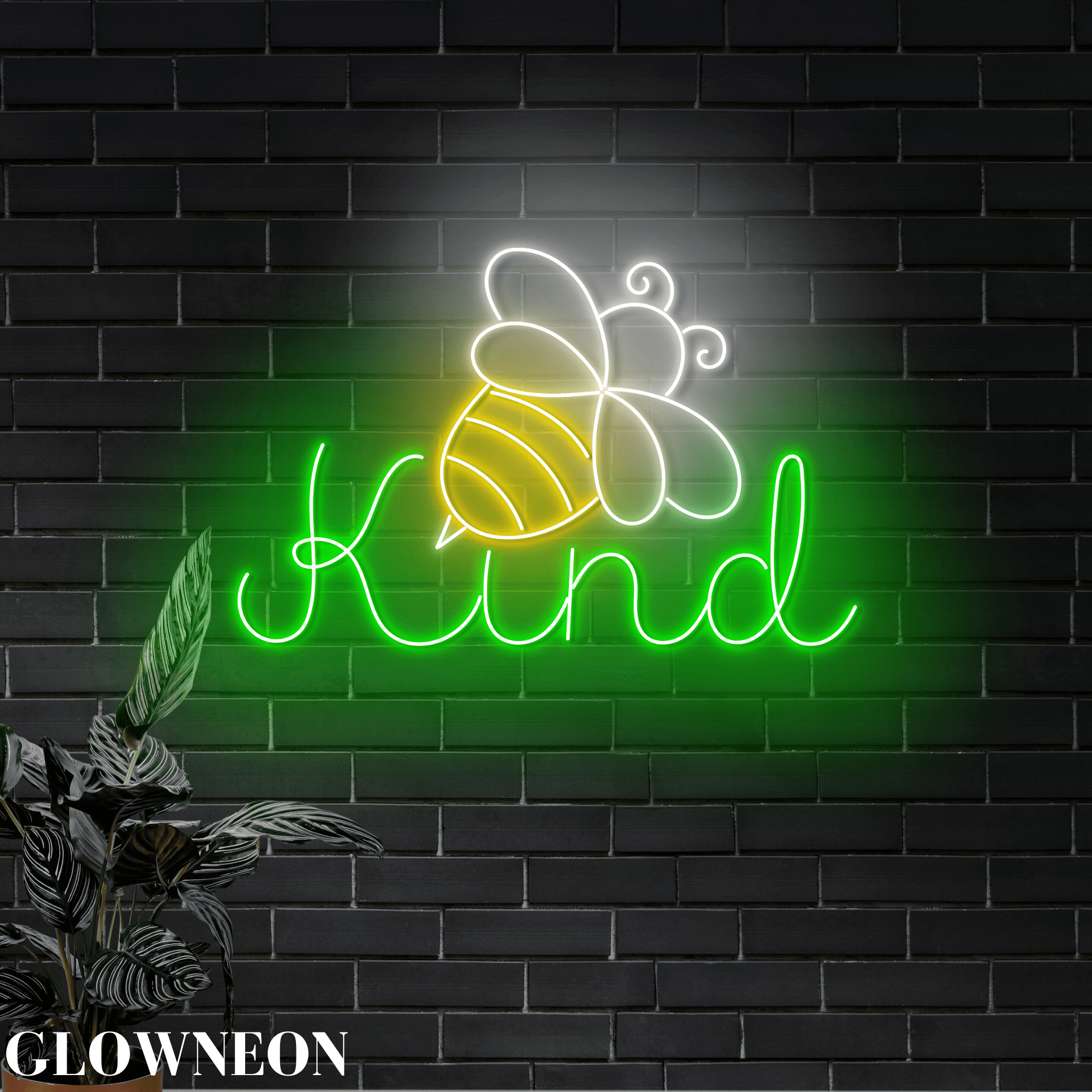 Glowneon Bee Kind Led Wall Art, Bee Neon Wall Decor, Honey Bee Decor ...