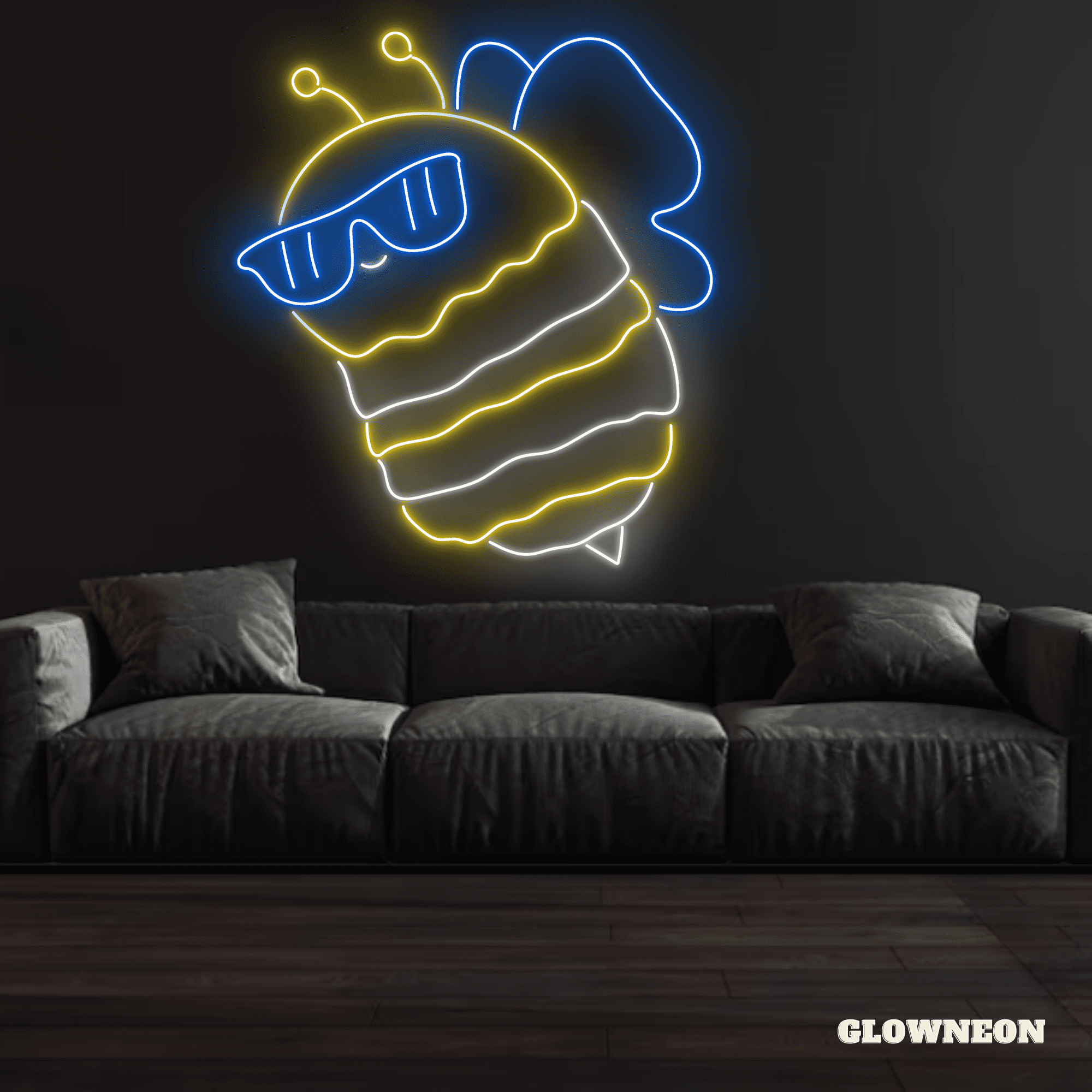 Glowneon Bee Wears Glasses Neon Sign, Cool Bee Sign, Bee Wall Decor ...