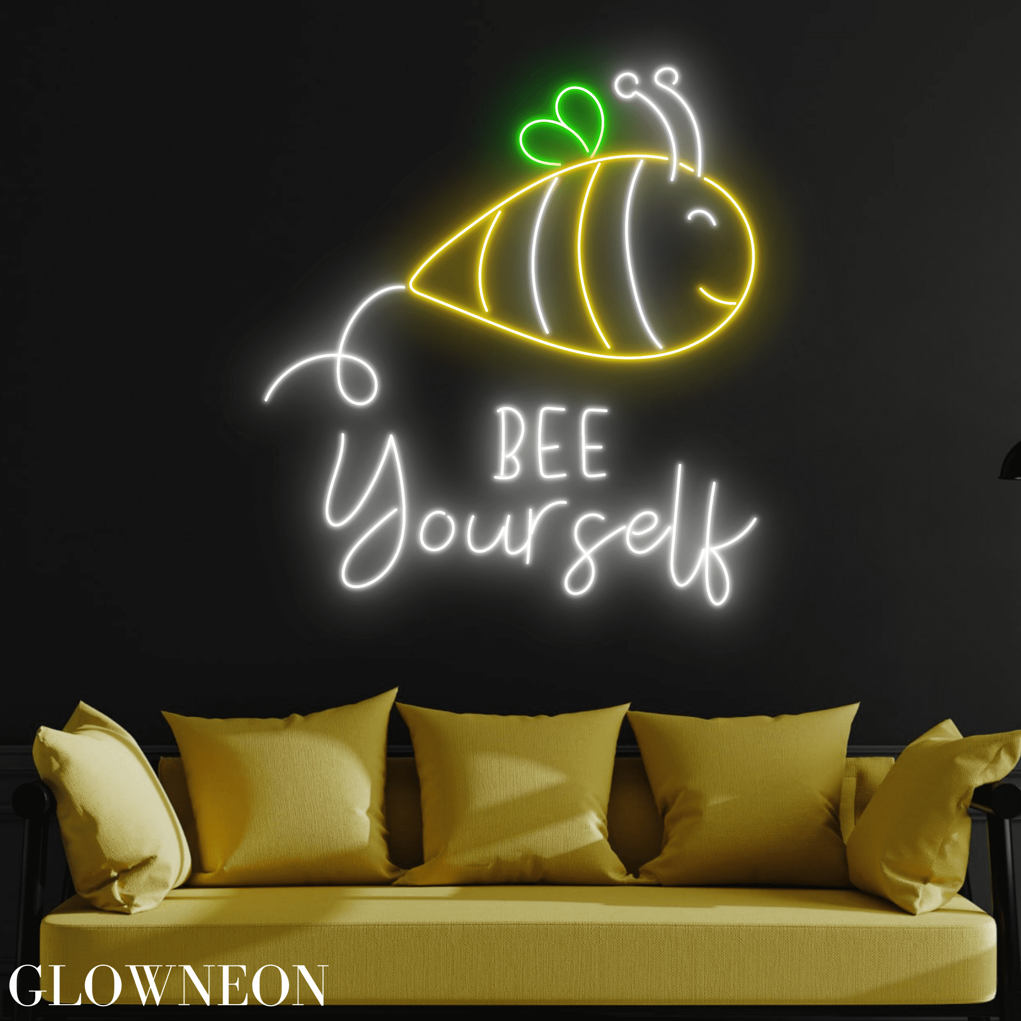 Glowneon Bee Yourself Led Light, Bee Neon Sign, Kid Room Wall Decor ...