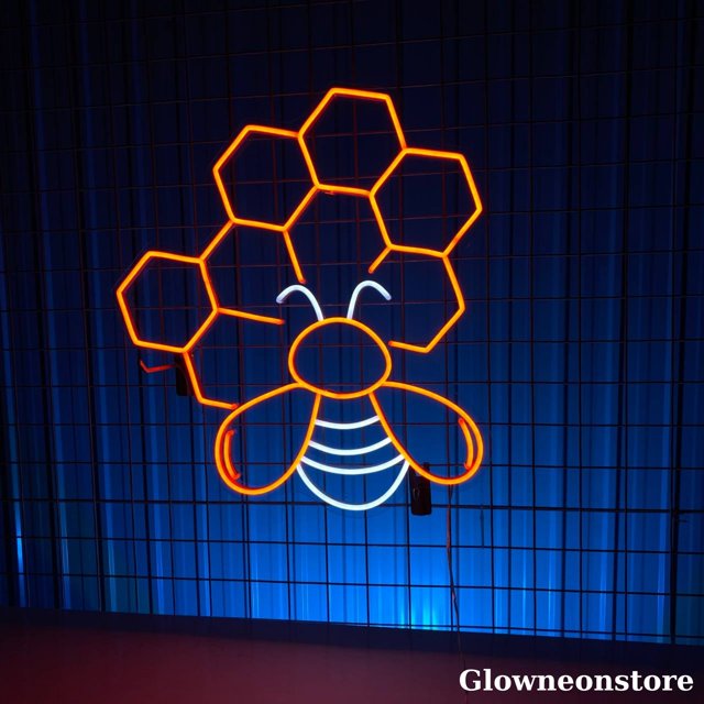 Glowneon Beehive Neon Sign, Honeycomb Led Sign, Bee Lover Gifts, Honey ...