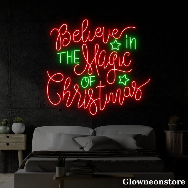 Glowneon Believe In The Magic Of Christmas Neon Sign, Christmas Quotes ...