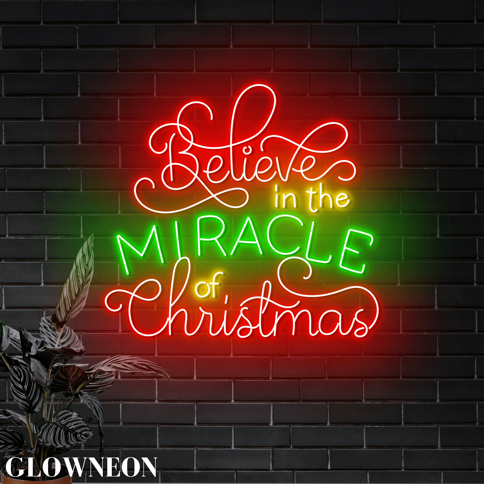 Glowneon Believe In The Miracle Of Christmas Wall Led Sign, Xmas Sign ...