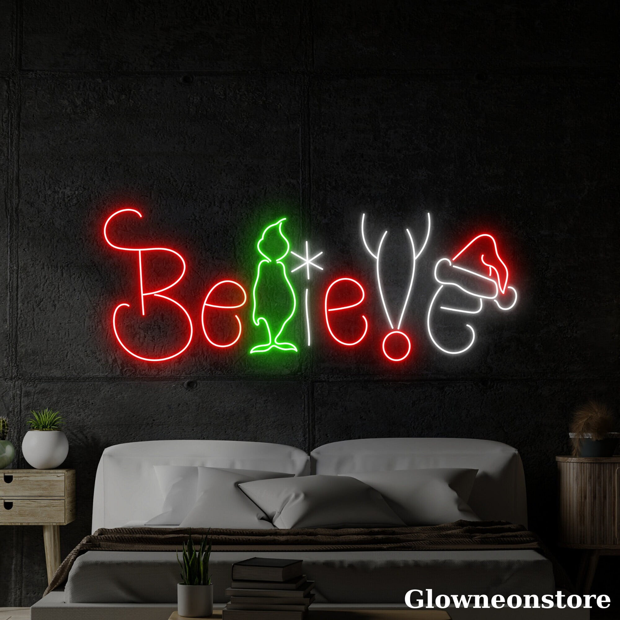 Glowneon Believe Neon Sign, Believe Christmas Tree Led Sign, Christmas ...
