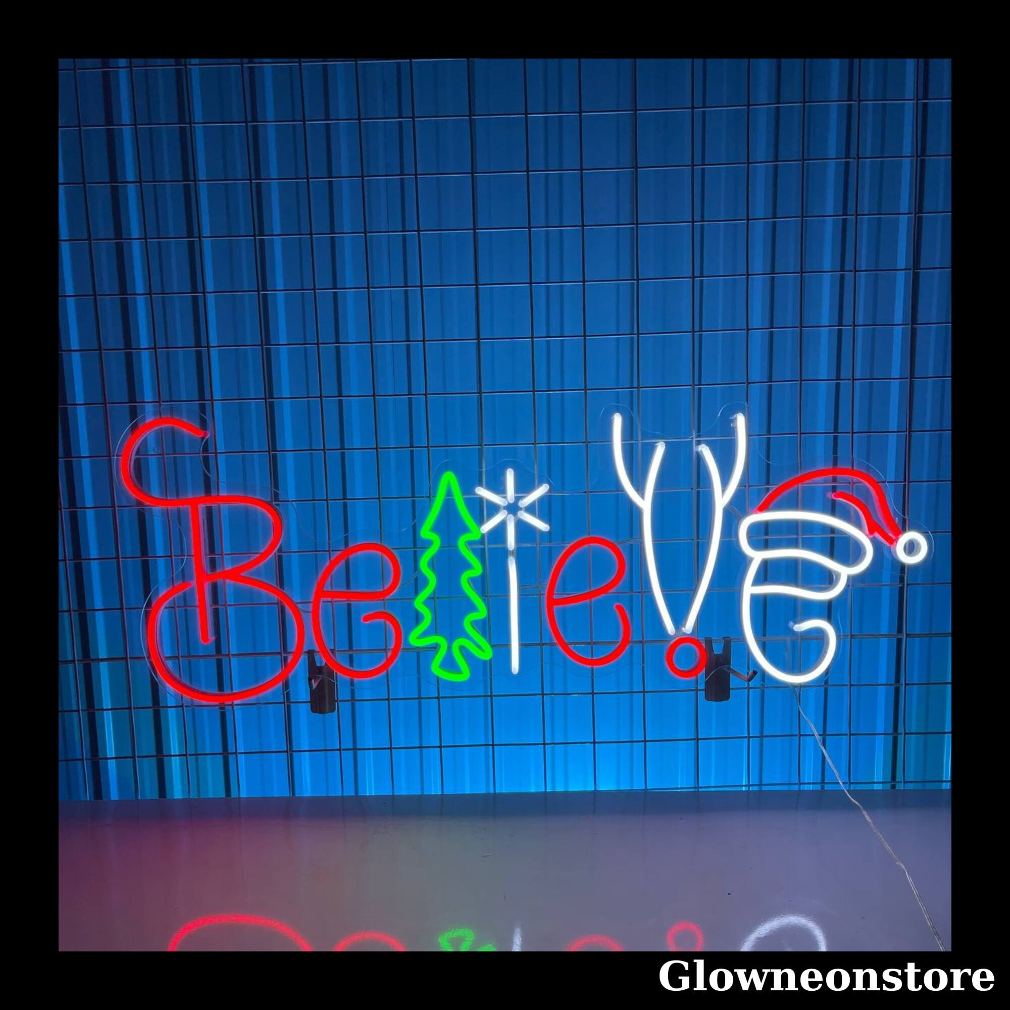 Glowneon Believe Neon Sign, Christmas Tree Led Sign, Santa Reindeer Led ...
