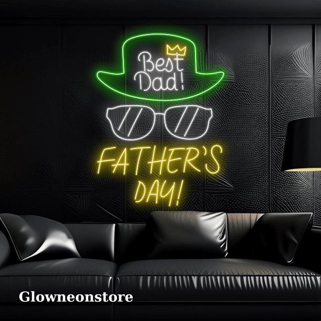 Glowneon Best Dad Glasses Father's Day Neon Sign, Best Dad Gift Decor ...