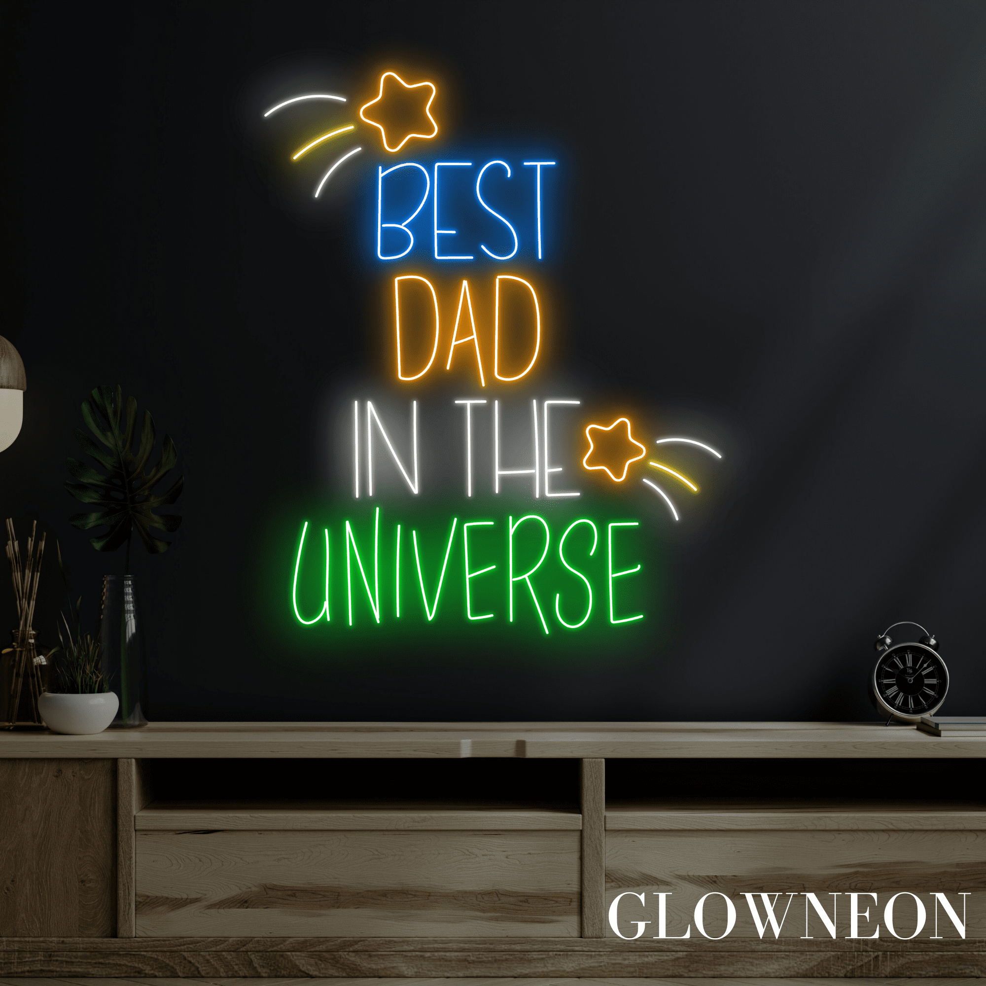 Glowneon Best Dad In The Universe Neon Sign, Father's Day Led Sign ...