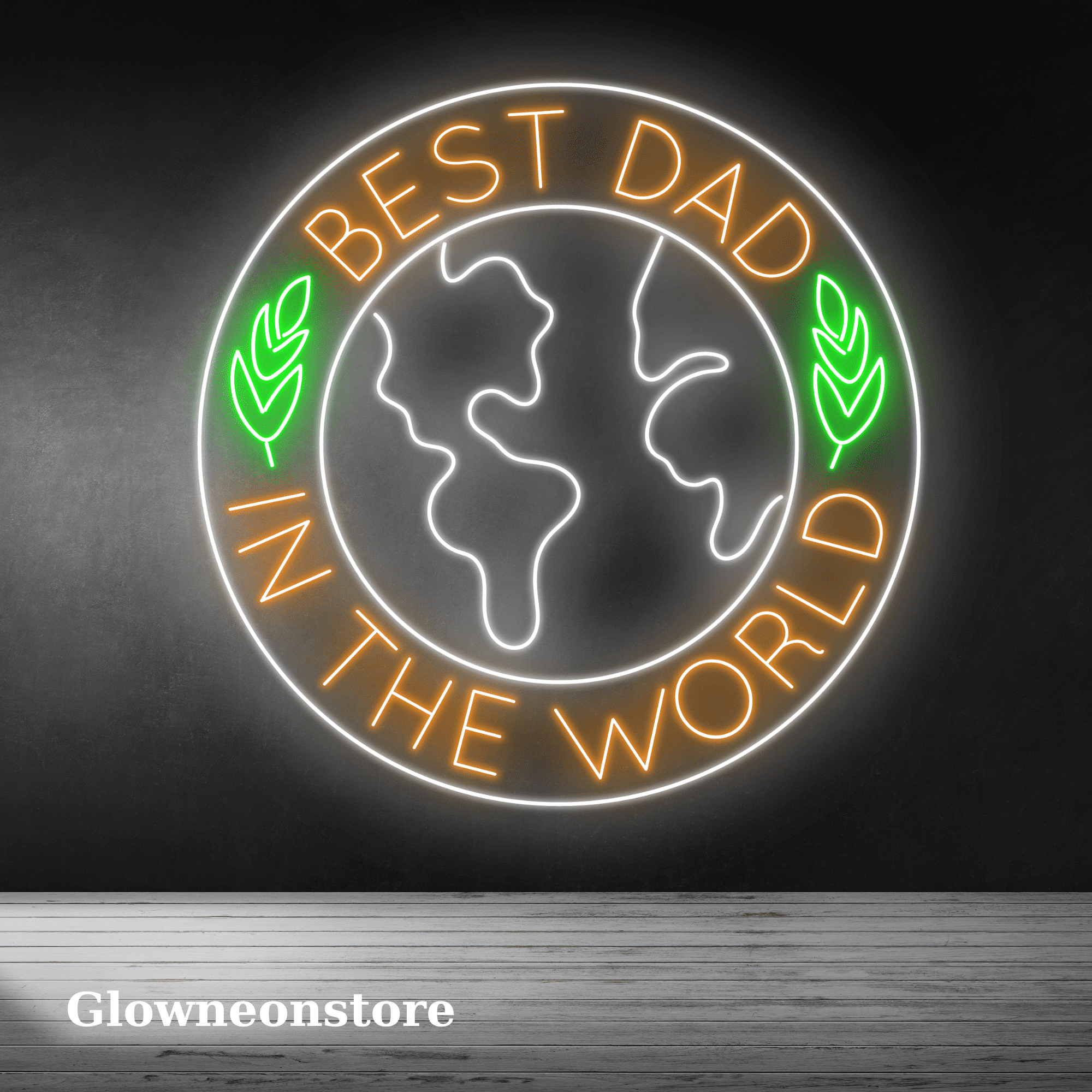 Glowneon Best Dad In The World Neon Sign Wall Art, Daddy Gift Neon ...