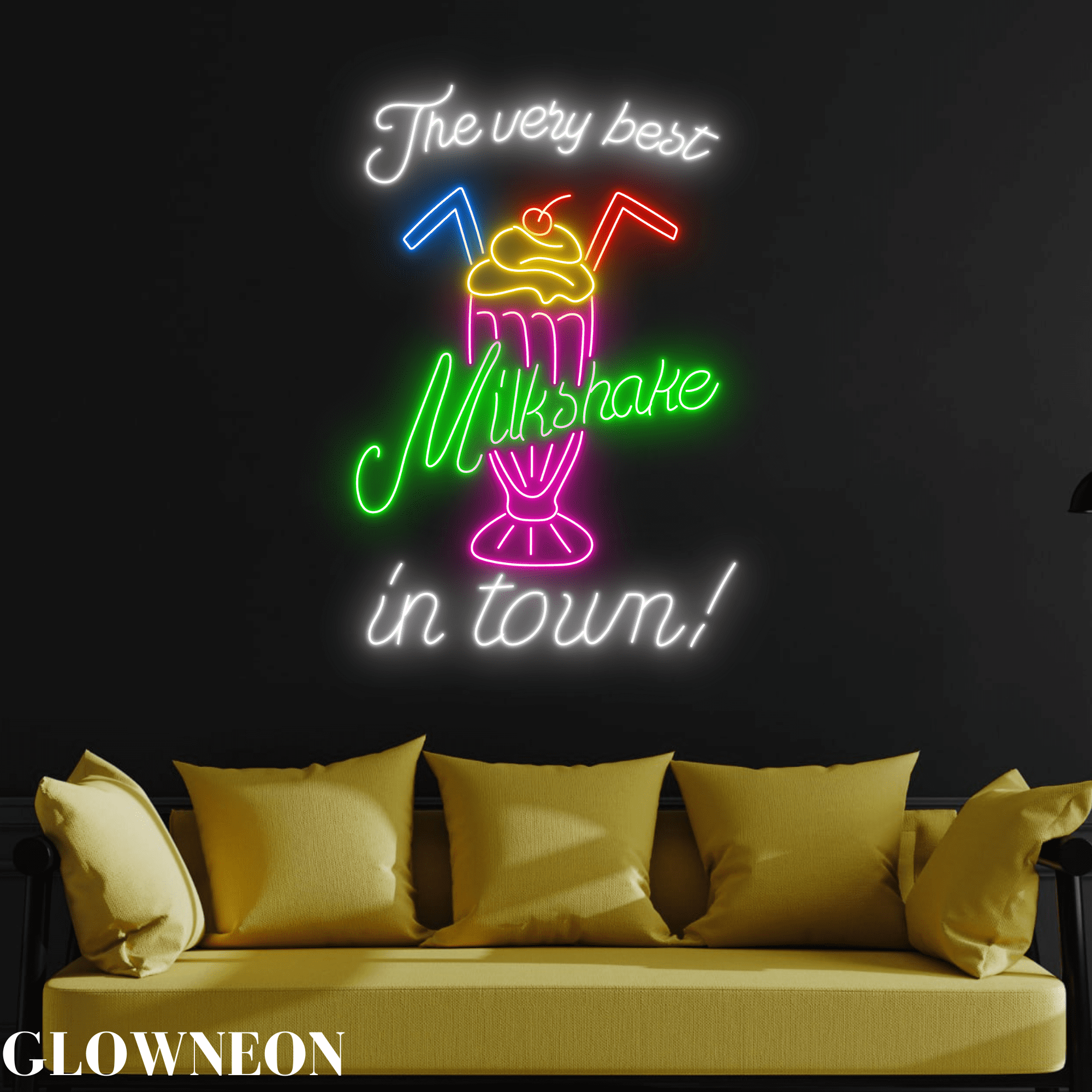Glowneon Best Milkshake in Town Led Sign, Milkshake Ice Cream Neon ...