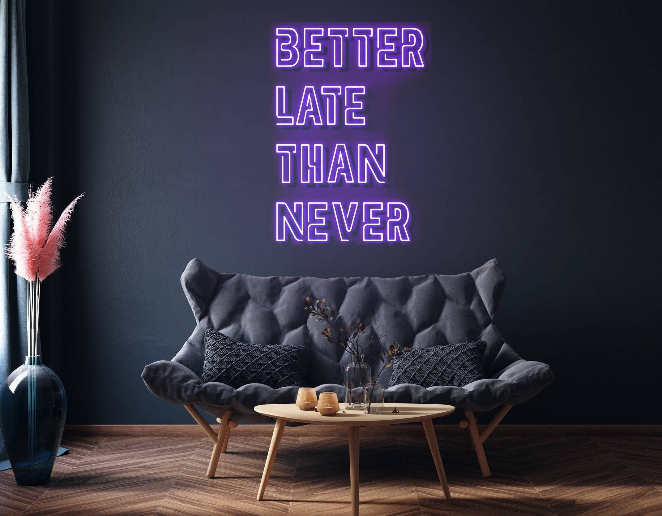 Glowneon Better Late Than Never Neon Sign, Coffee Shop Wall Art Decor ...