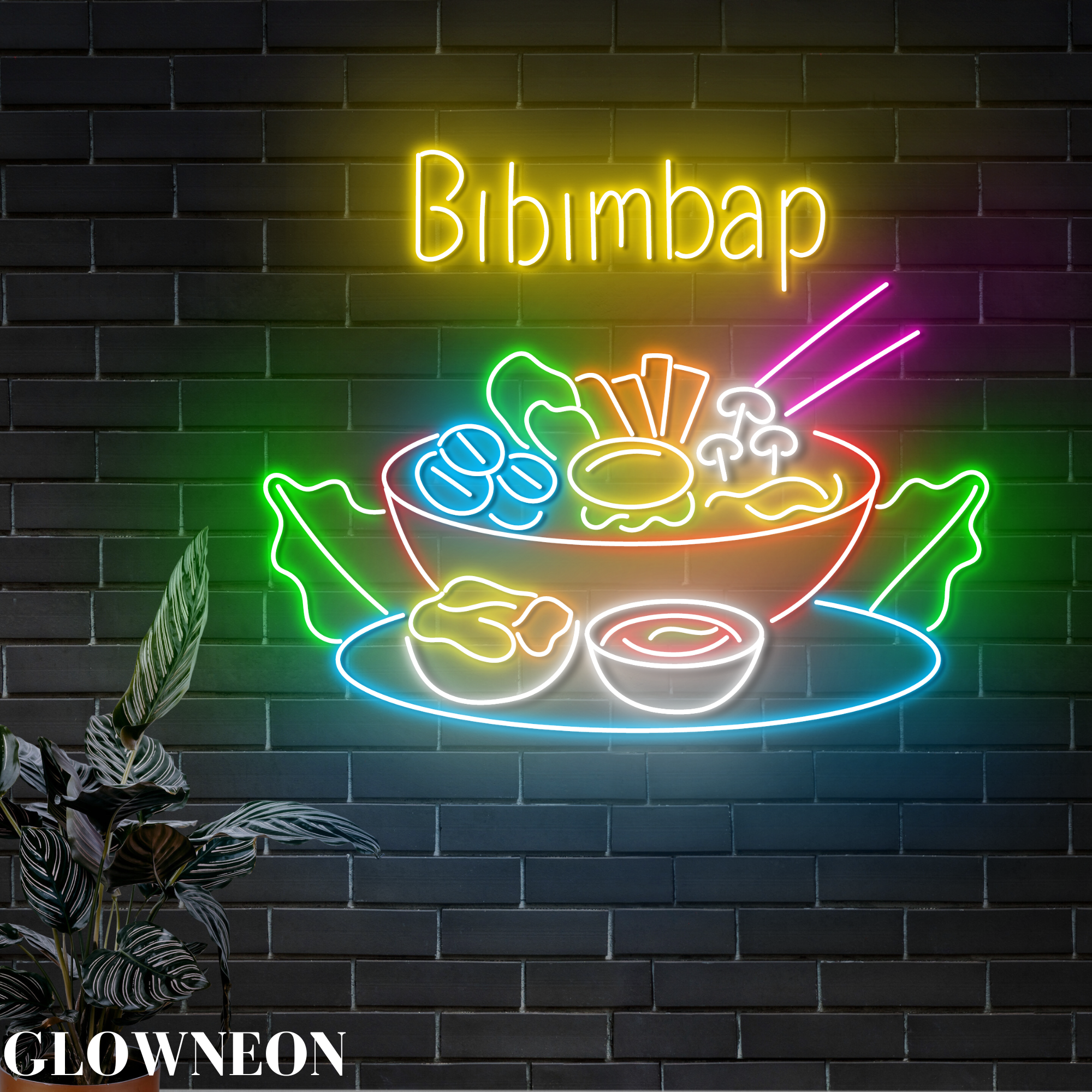 Glowneon Bibimbap Neon Sign, Bibimbap Led Sign, Korean Restaurant Art ...
