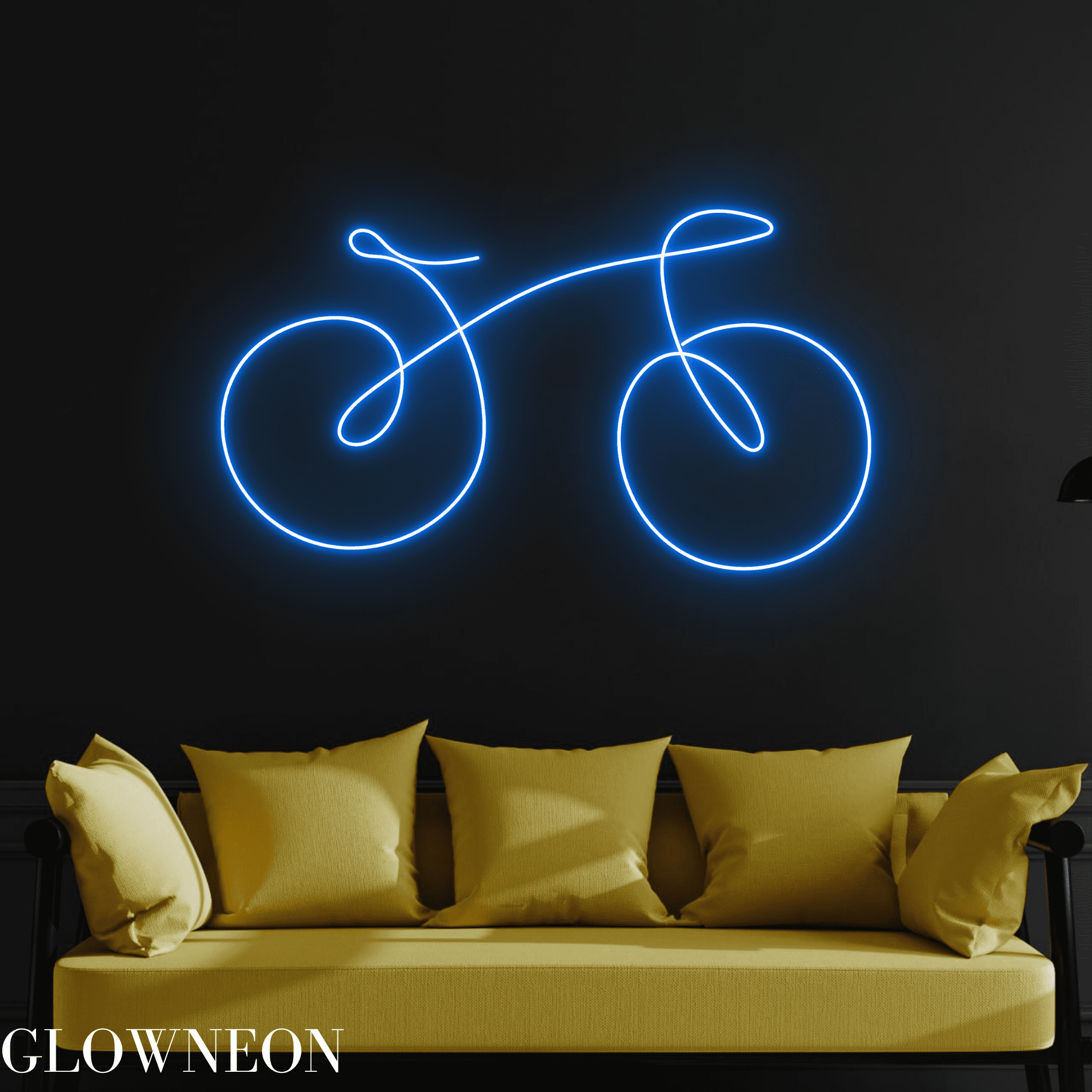 Glowneon Bicycle Neon Sign, Bike Line Led Sign, Bike Store Wall Art ...