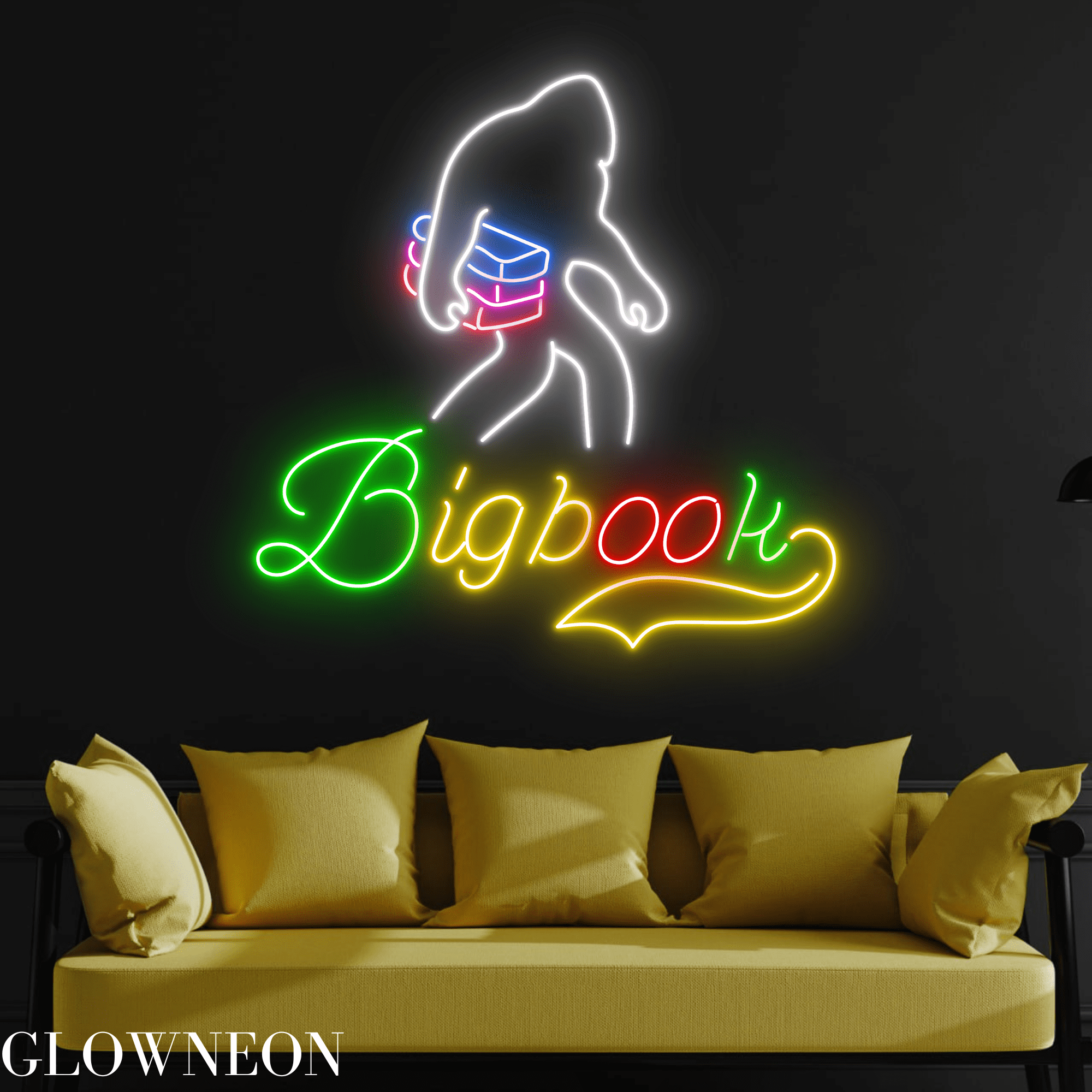 Glowneon Bigbook Neon Sign, Bigfoot Led Sign, Book Store Wall Decor ...