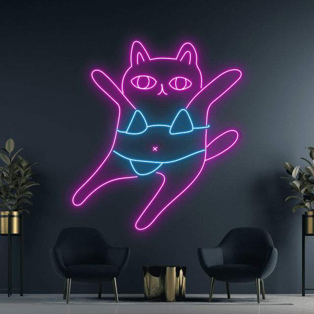 Glowneon Bikini Cat Neon Signs, Wall Art Decor, Animal Cute Sign ...