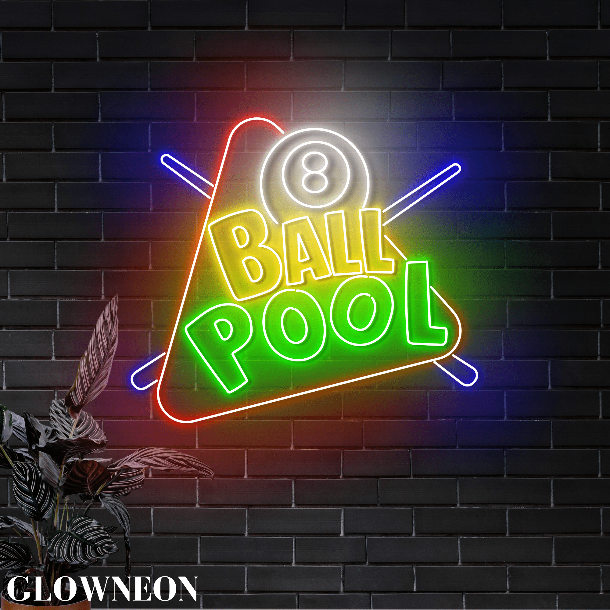 Glowneon Billiard Ball Pool Neon Sign, Billiards Pool Hall Wall Decor ...