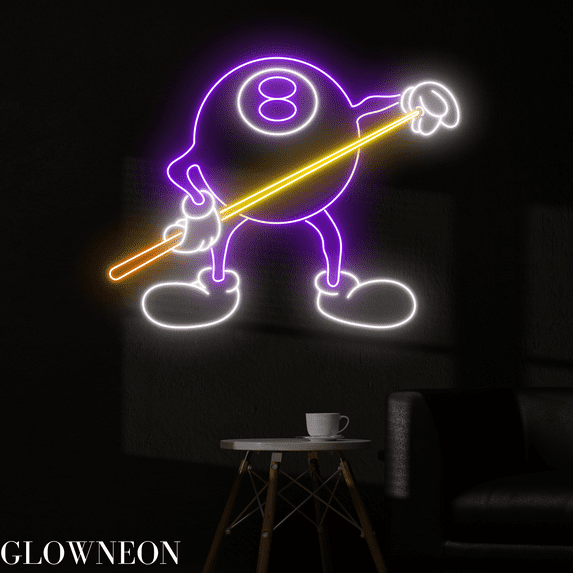 Glowneon Billiards Ball Neon Sign, Billiards Pool Hall Wall Led Decor ...