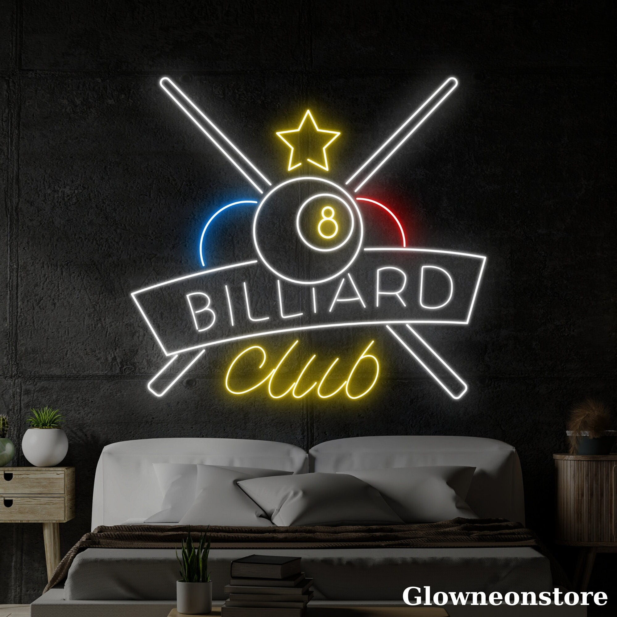 Glowneon Billiards Club Neon Sign, Billiards Led Sign, Billiards Pool ...