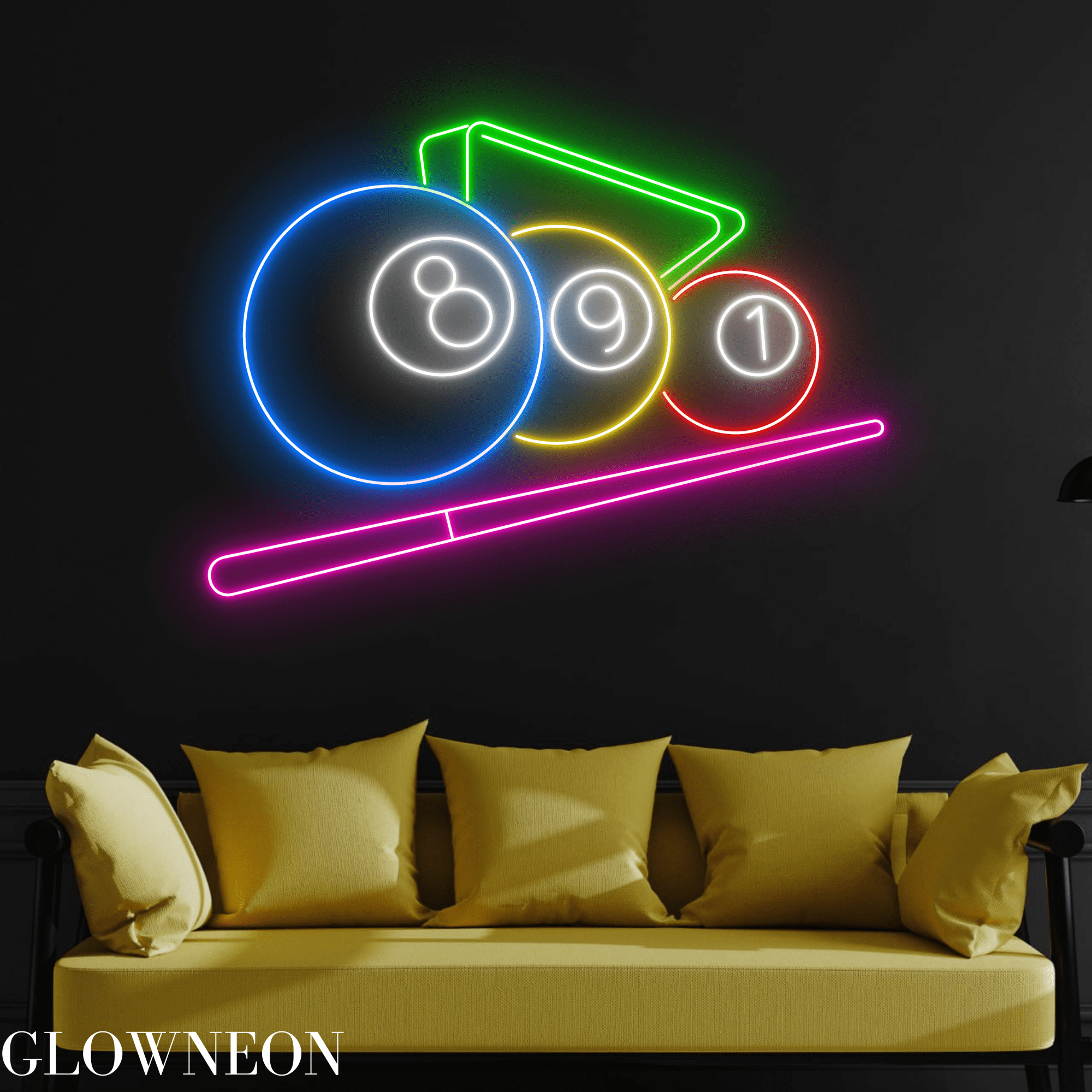 Glowneon Billiards Neon Sign, Billiards Led Sign, Billiard Pool Decor ...