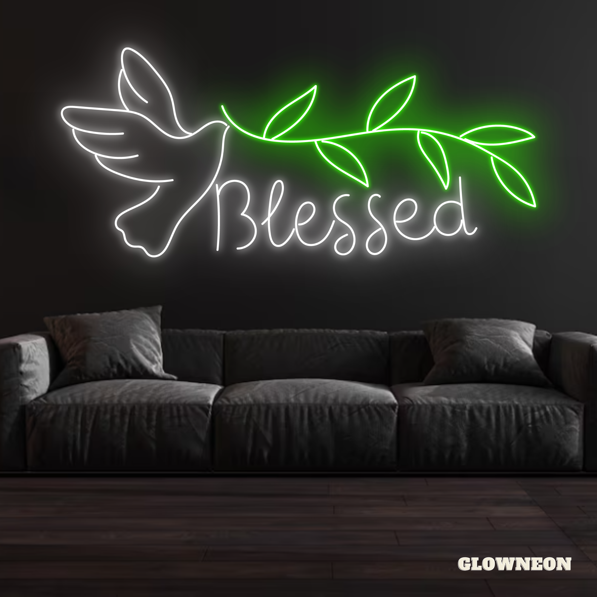 Glowneon Blessed Neon Sign, Easter Day Decor, Easter Dove Neon Sign ...