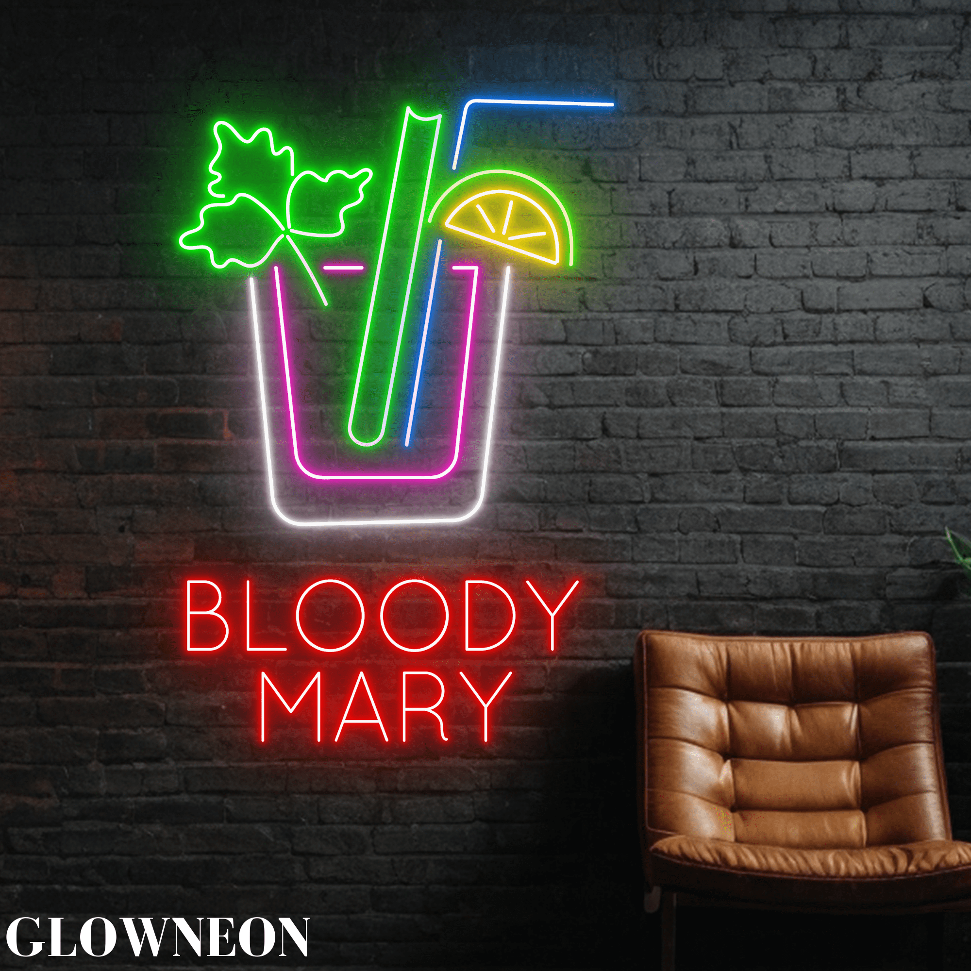 Glowneon Bloody Mary Neon Sign, Bloody Mary Cocktail Bar Decoration ...