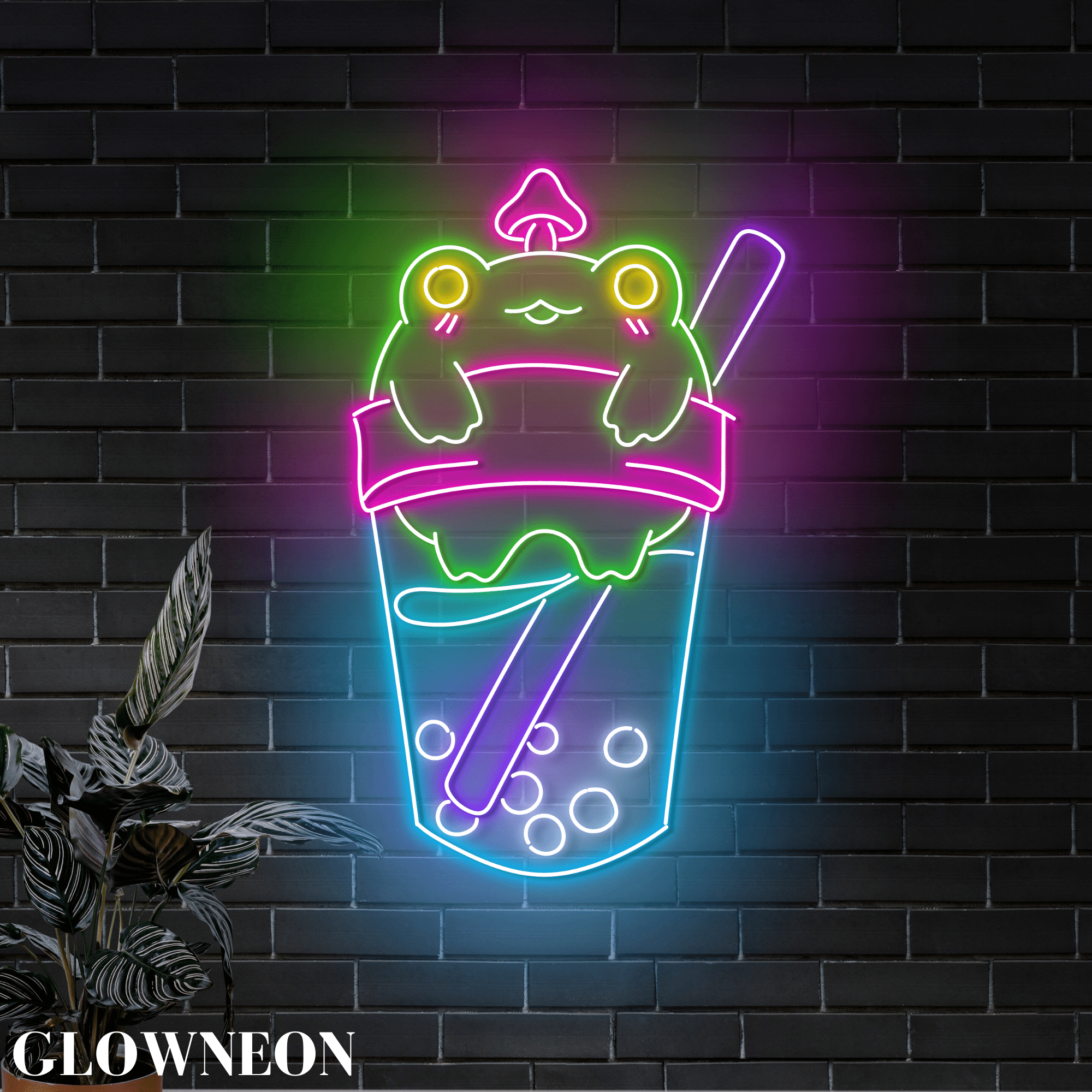 Glowneon Boba Frog Led Lights Up Sign, Boba Tea Shop Open Neon Lights ...