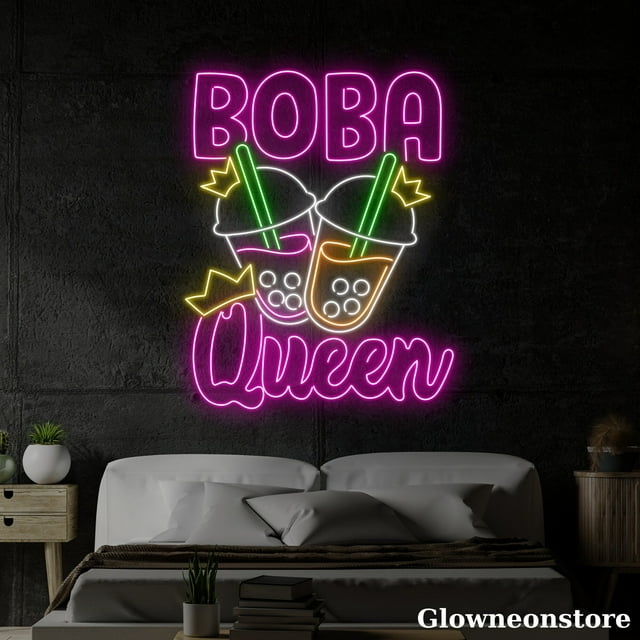 Glowneon Boba Queen Neon Sign, Boba Queen Led Sign, Bubble Tea Led ...