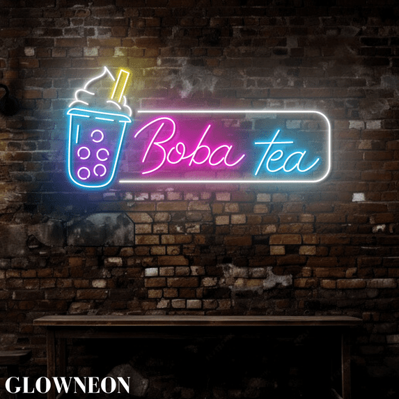 Glowneon Boba Tea Led Wall Art, Boba Bubble Tea Shop Neon Wall Decor ...