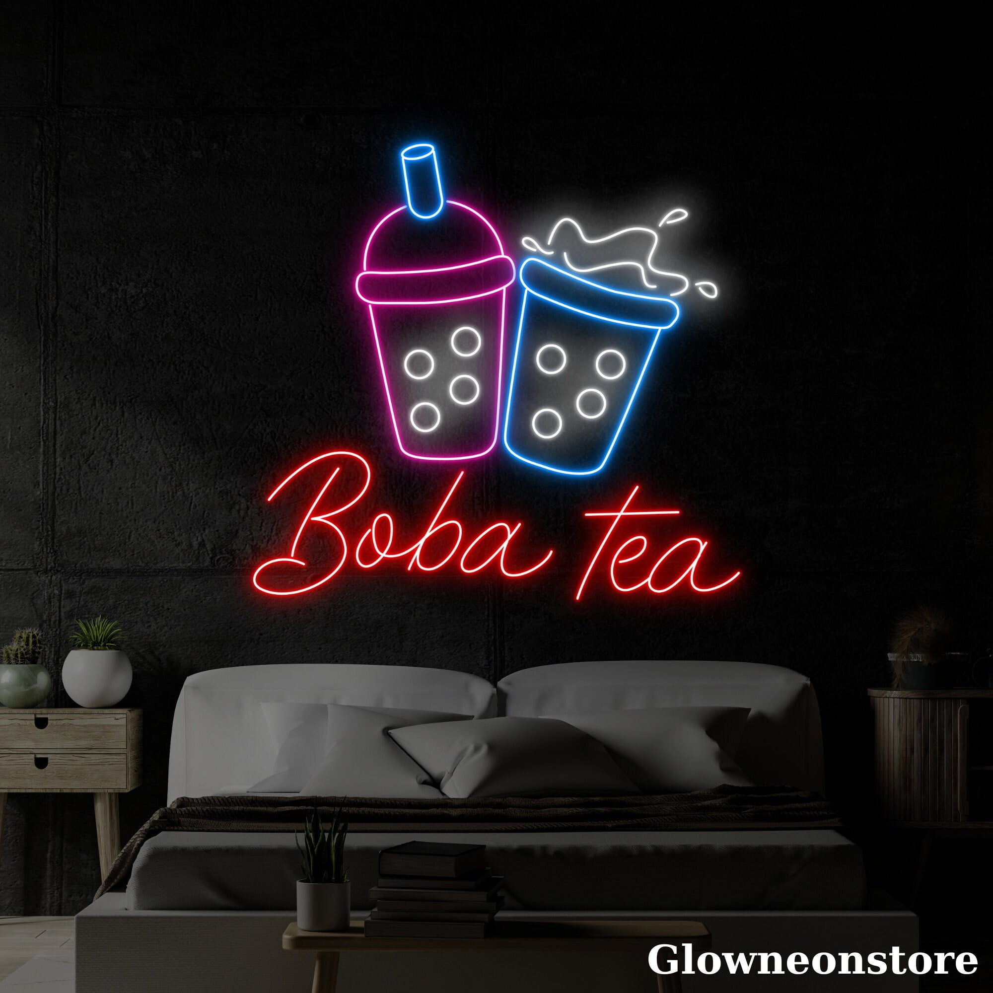 Glowneon Boba Tea Neon Sign, Boba Tea Led Sign, Open Welcome Boba Tea ...