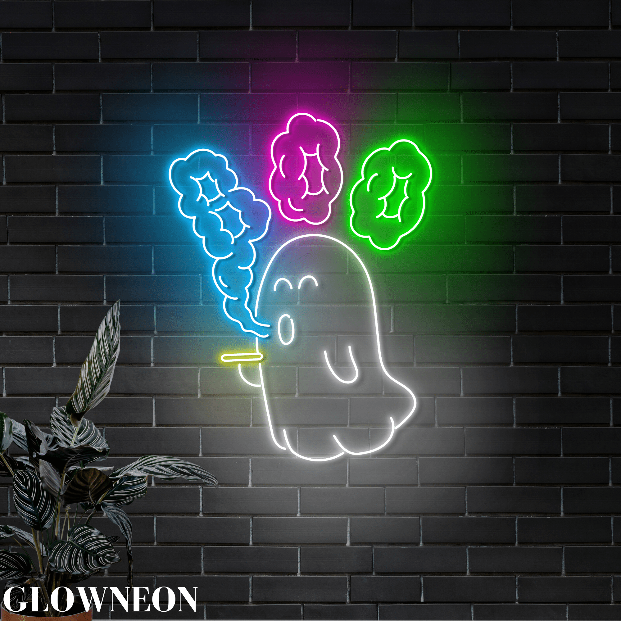 Glowneon Boo Ghost Smoking Led Light, Smoke Shop Halloween Wall Decor ...