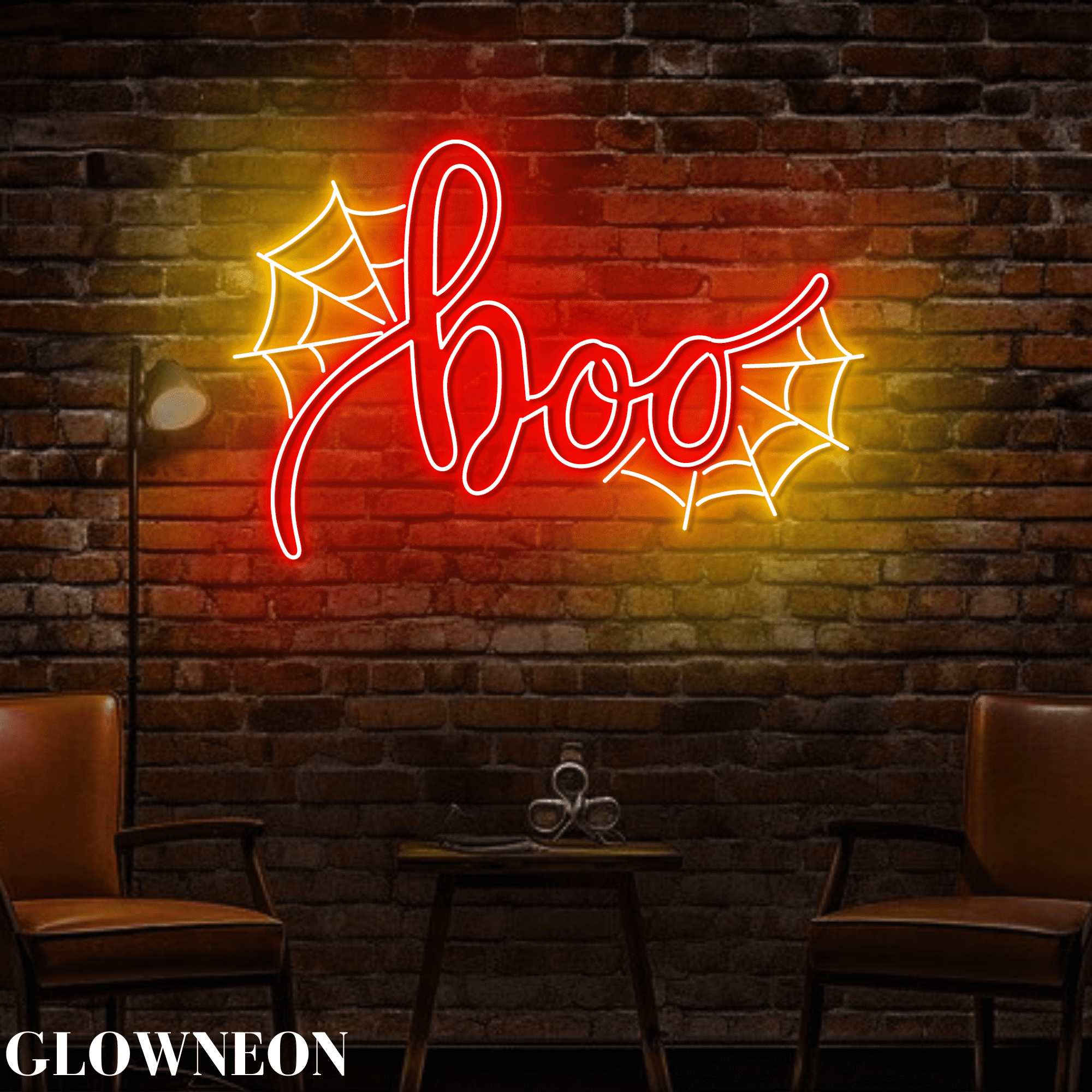 Glowneon Boo Led Light, Boo Spider Web Neon Sign For Halloween Decor ...