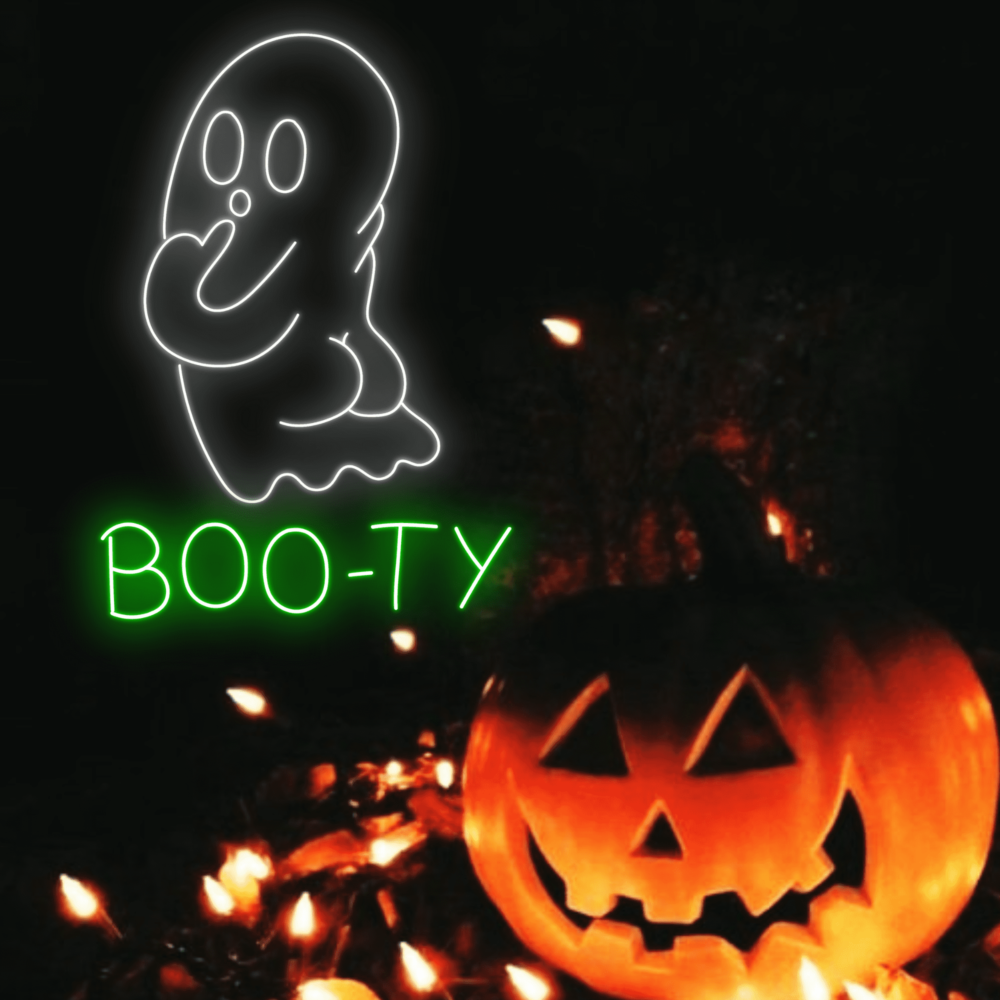 Glowneon Boo-ty Ghost Neon Signs, Halloween Long-lasting Decor ...
