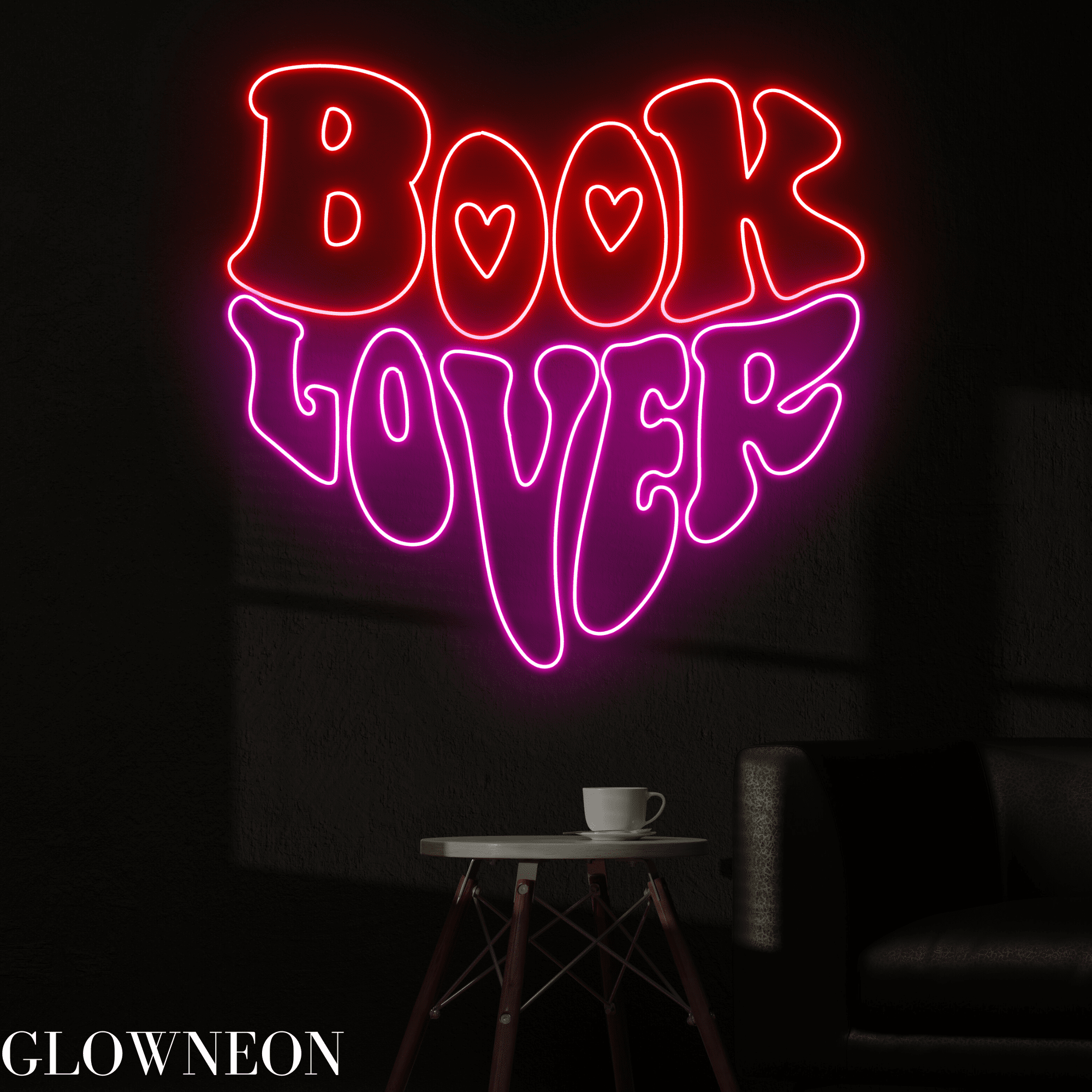 Glowneon Book Lover Neon Sign, Book Store Led Sign, Library Wall Art ...