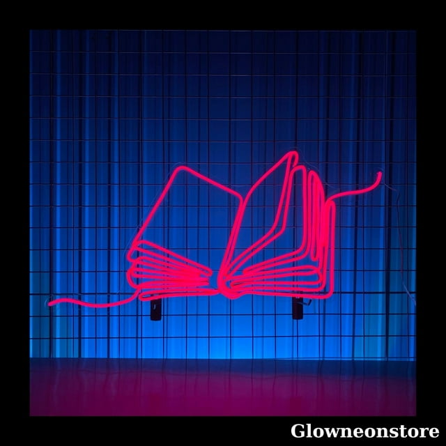 Glowneon Book Neon Sign Book Led Sign Book Open Neon Light Reading Room Decor Book Lover