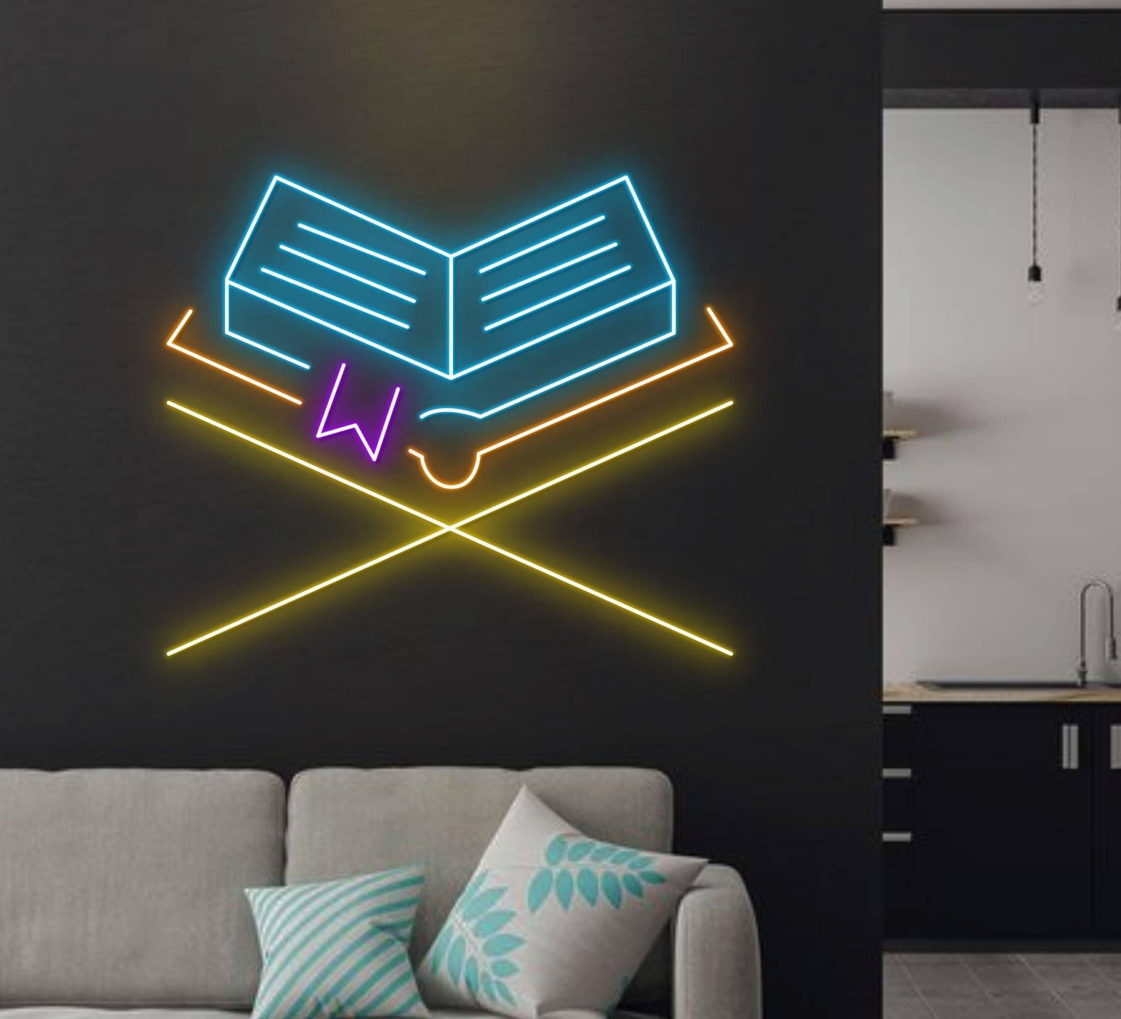 Glowneon Book Neon Sign, Book Store, Book Club Wall Signboard Decor ...
