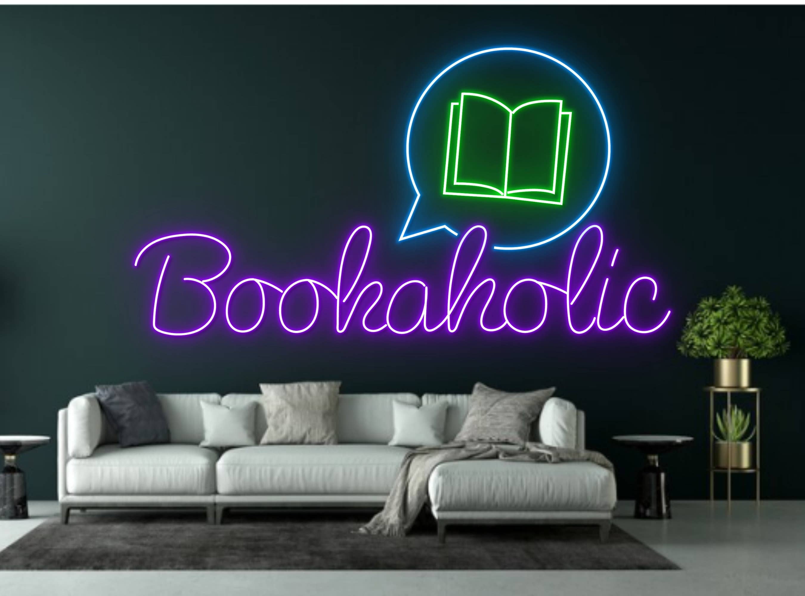 Glowneon Bookaholic Neon Sign, Bookworm Wall Art Decor - Walmart.com