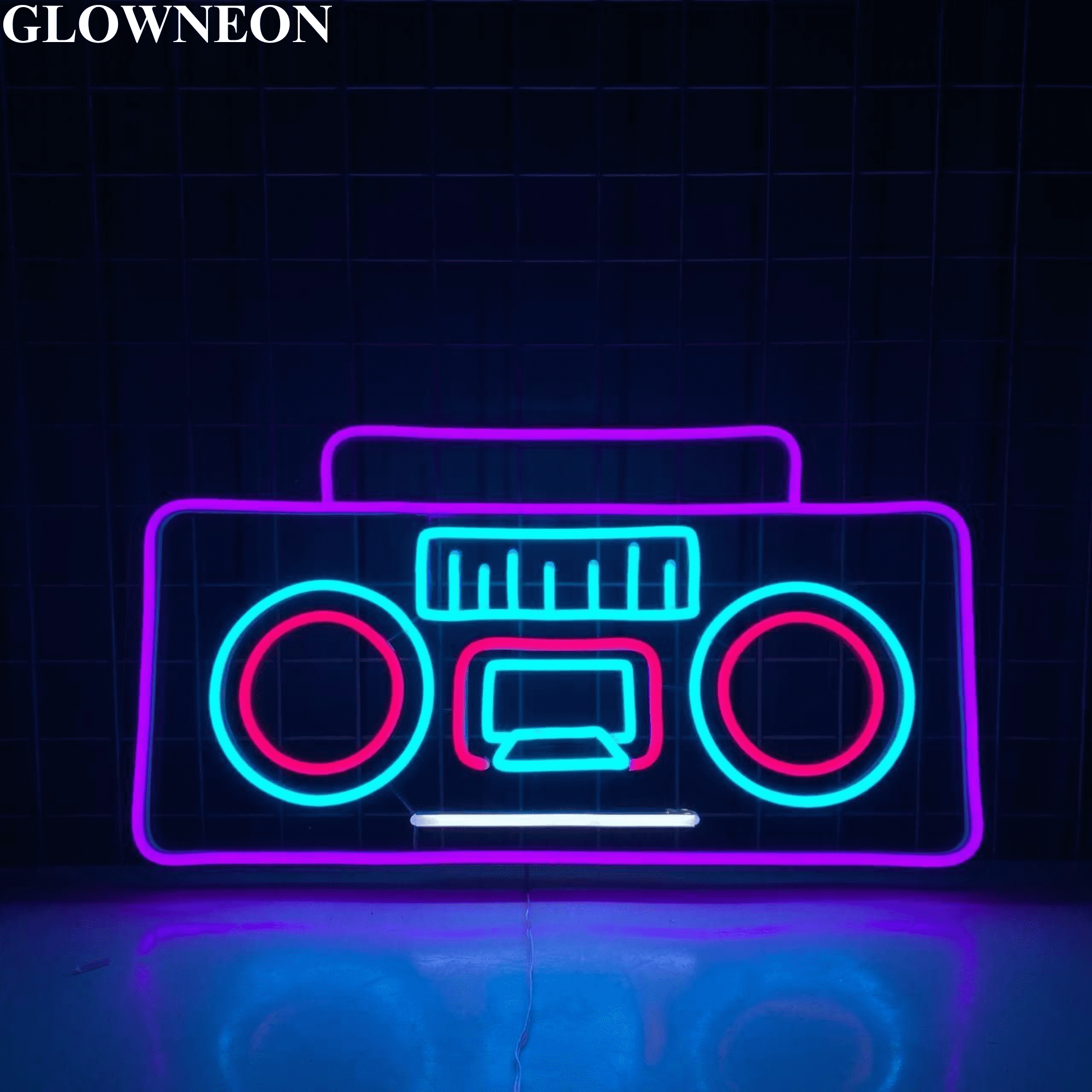 Glowneon Boombox Music Party Wall Art Led Light, Boombox Neon Lights ...