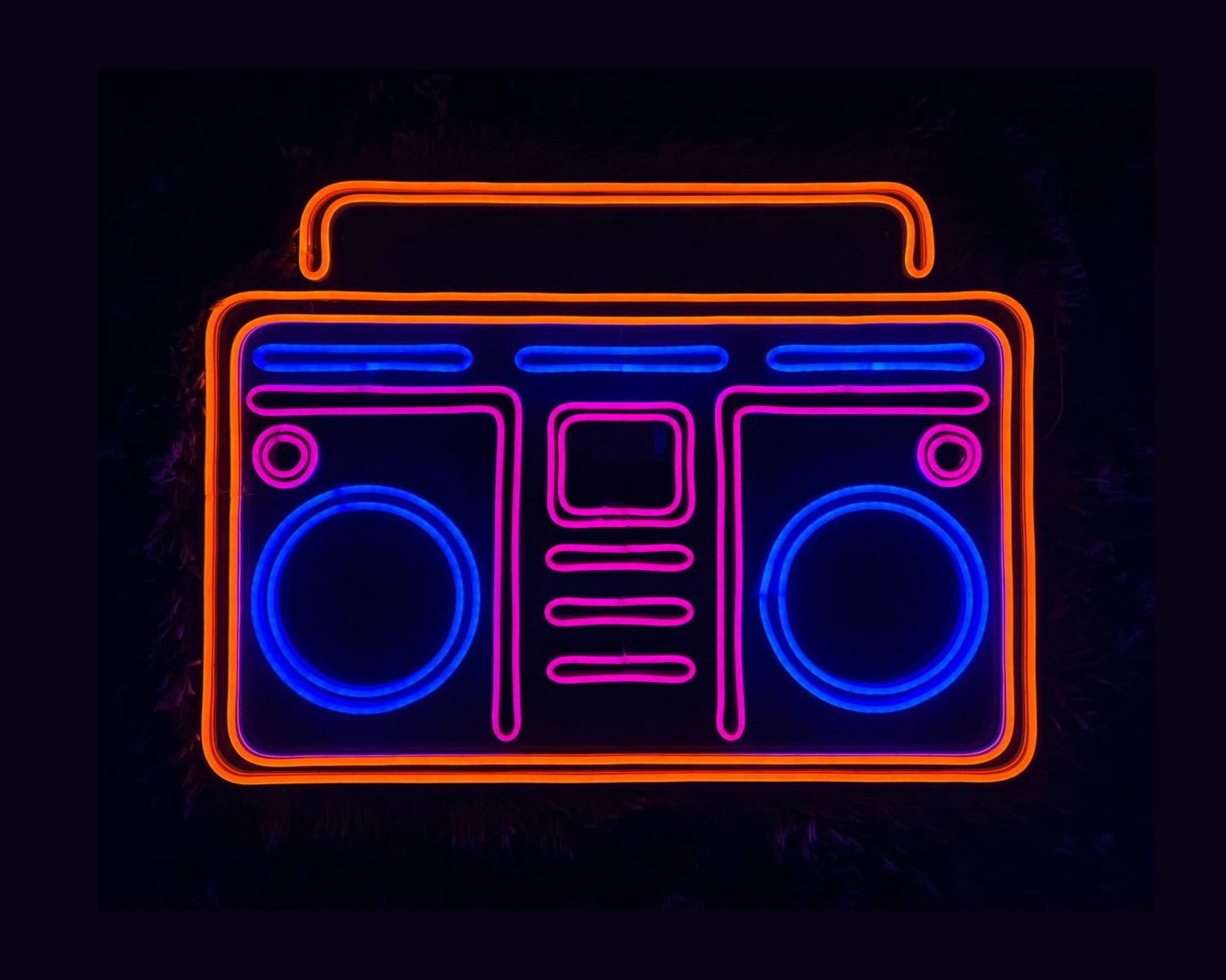 Glowneon Boombox Neon Sign, Retro Stereo Radio Wall Decor - Walmart.com