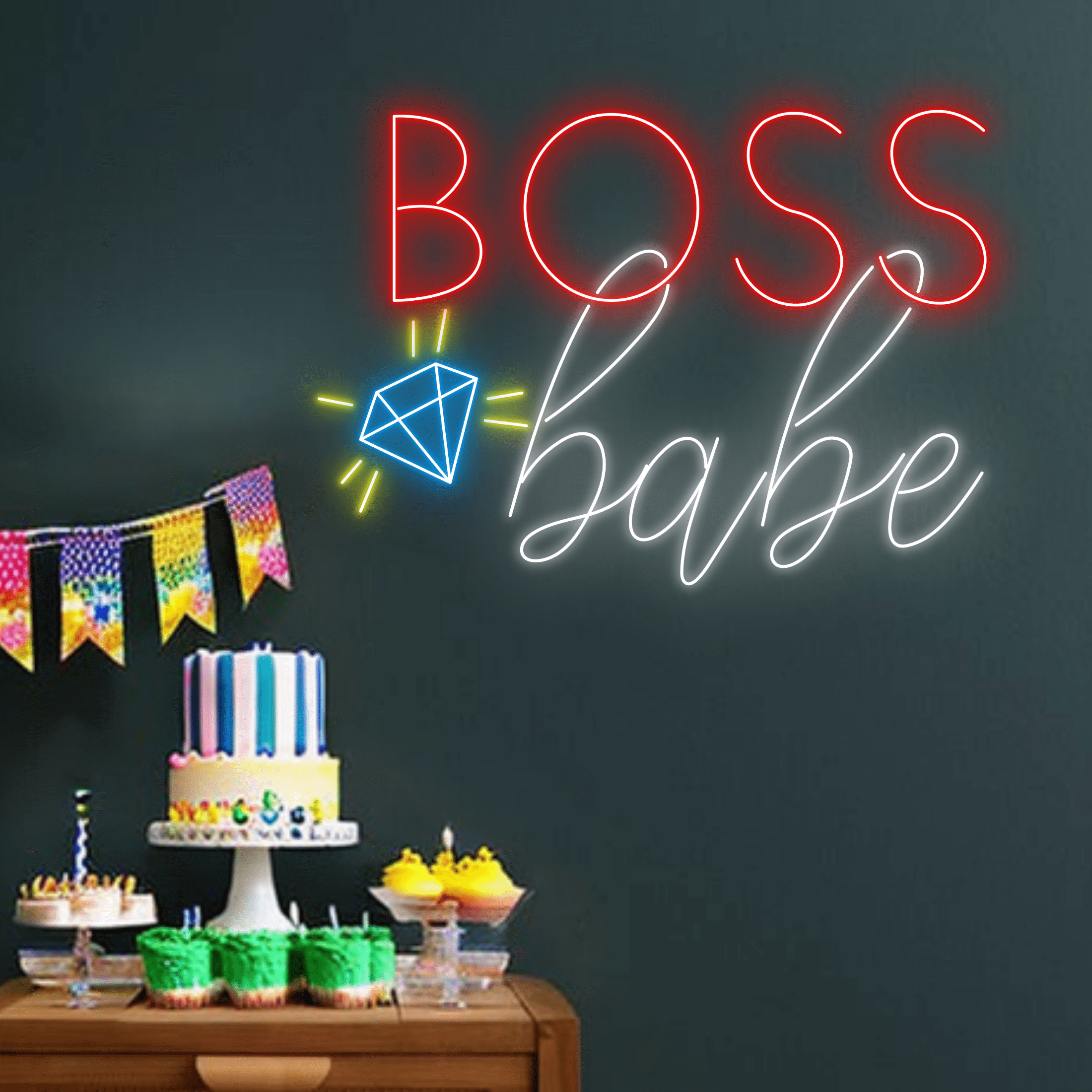 Glowneon Boss Babe Neon Sign, Kids Birthday Club Room Wall Decor ...