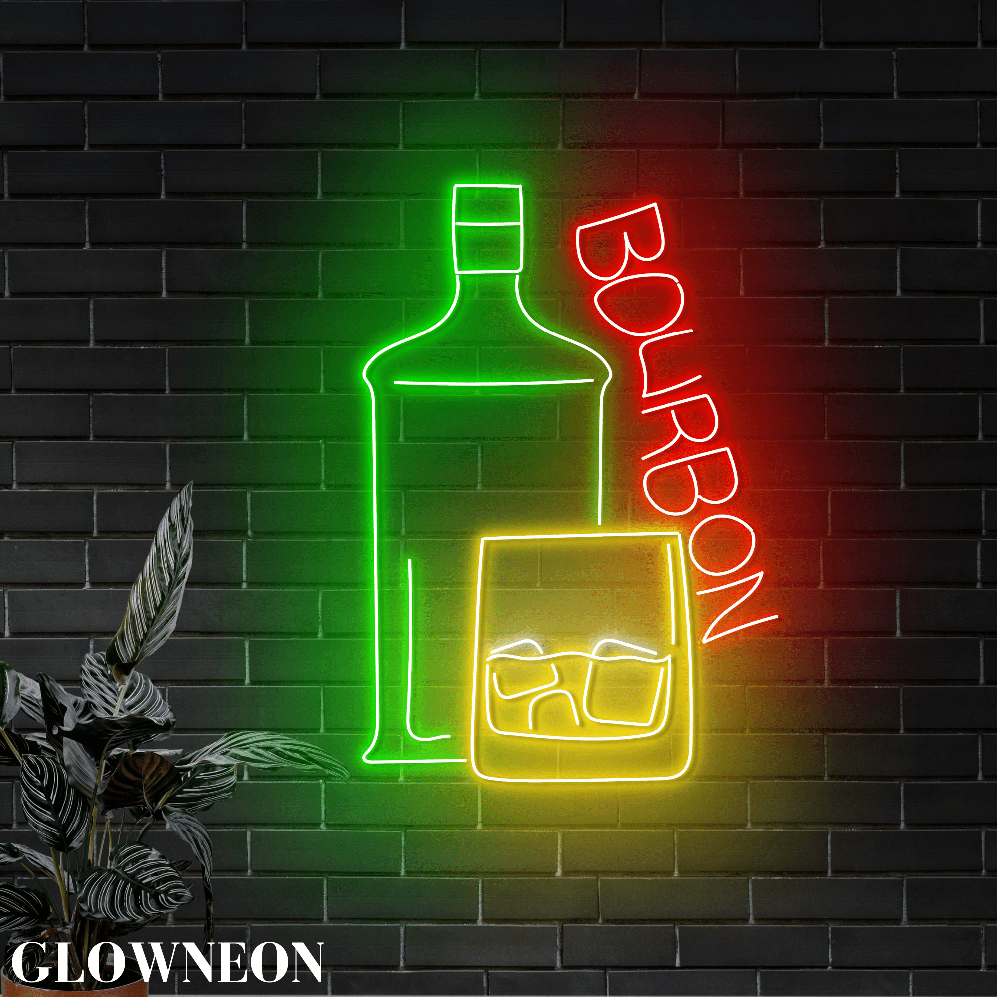 Glowneon Bourbon Neon Sign, Bourbon Wine Home Bar Decor, Bourbon Sign ...