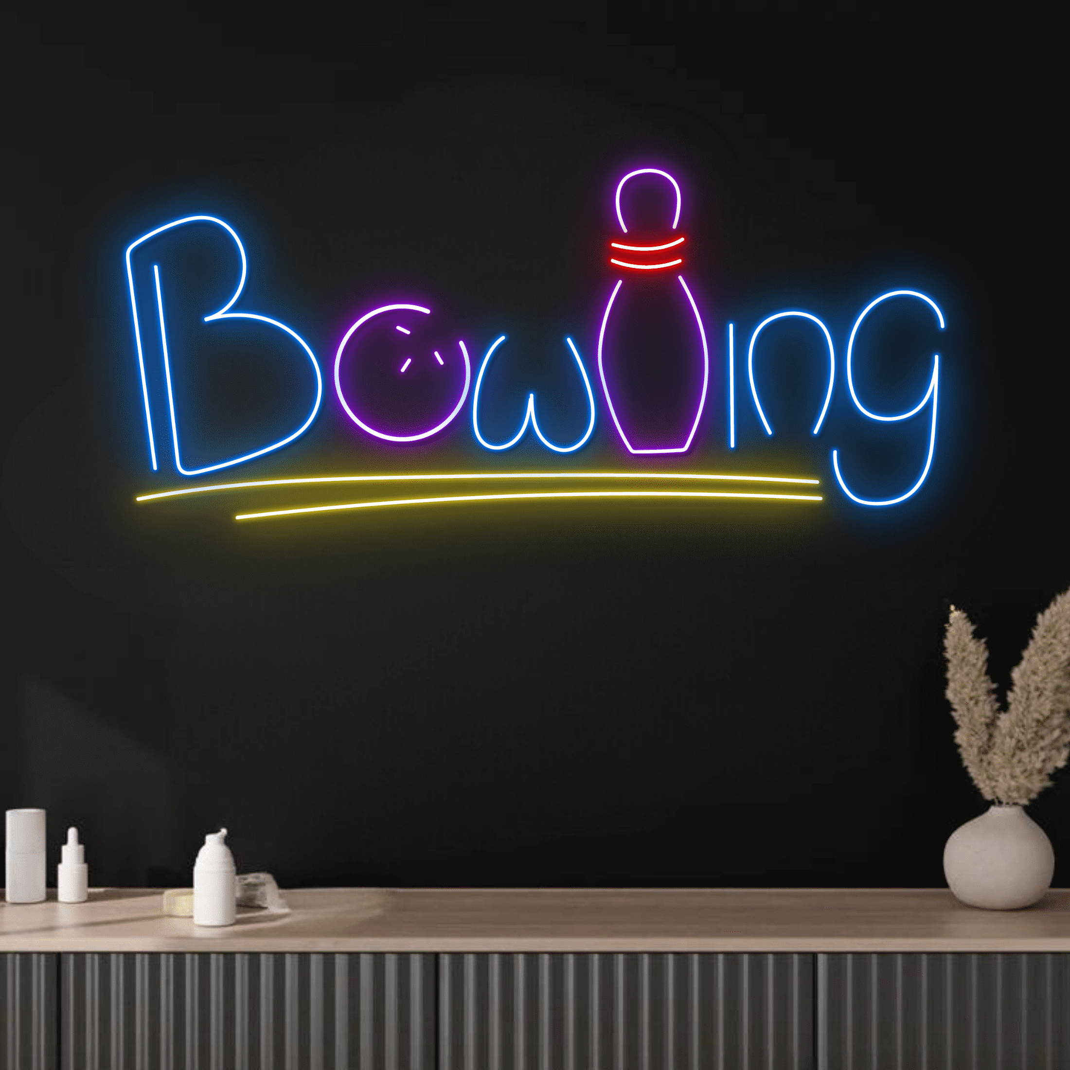 Glowneon Bowling Ball Neon Sign, Arcade Game Store Decor Signboard ...