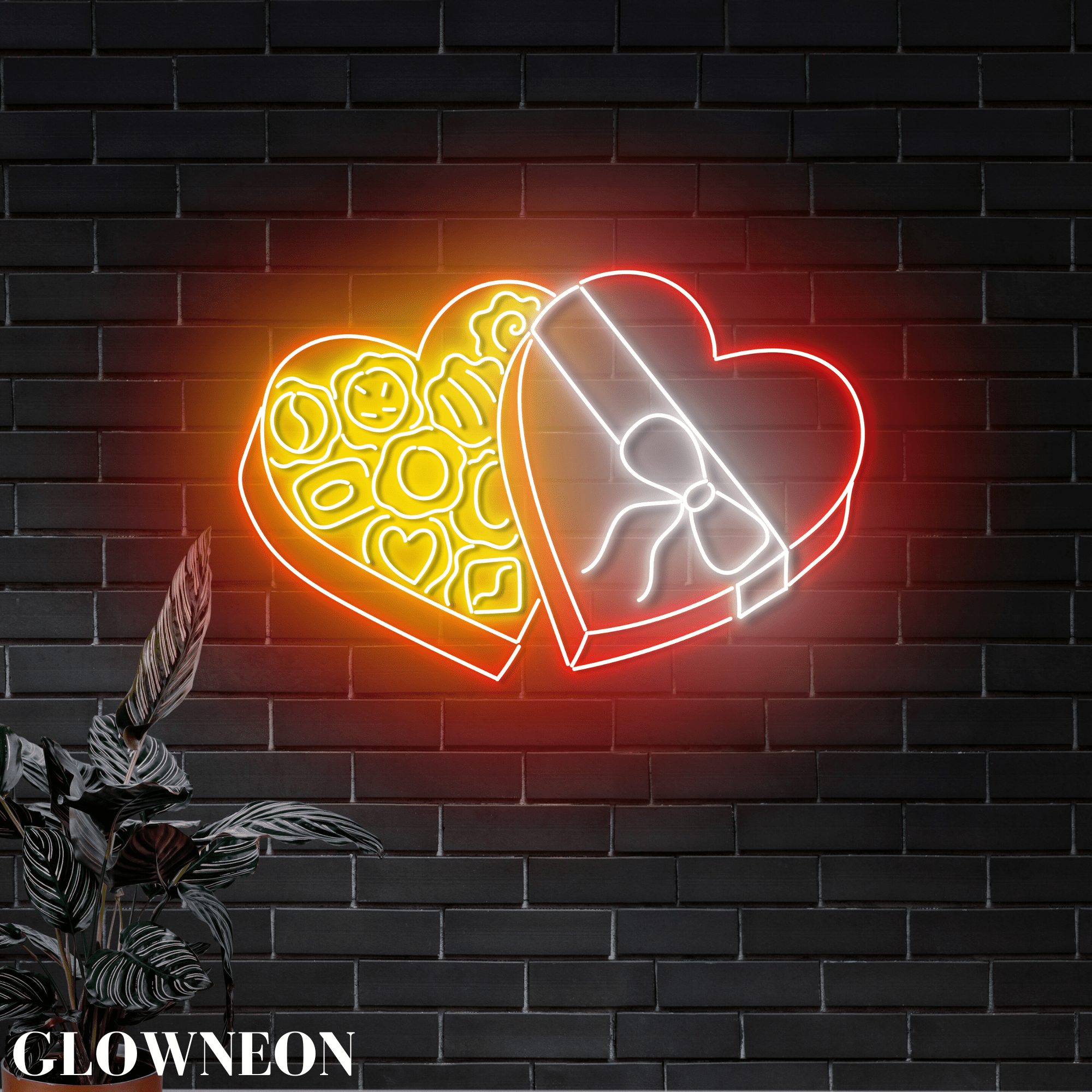 Glowneon Box Of Chocolates Wall Led Light, Valentine's Day Wall Decor ...