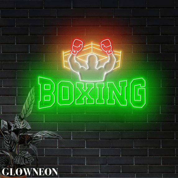 Glowneon Boxer Neon Sign, Boxing Club Led Wall Art, Boxing Day Decor ...