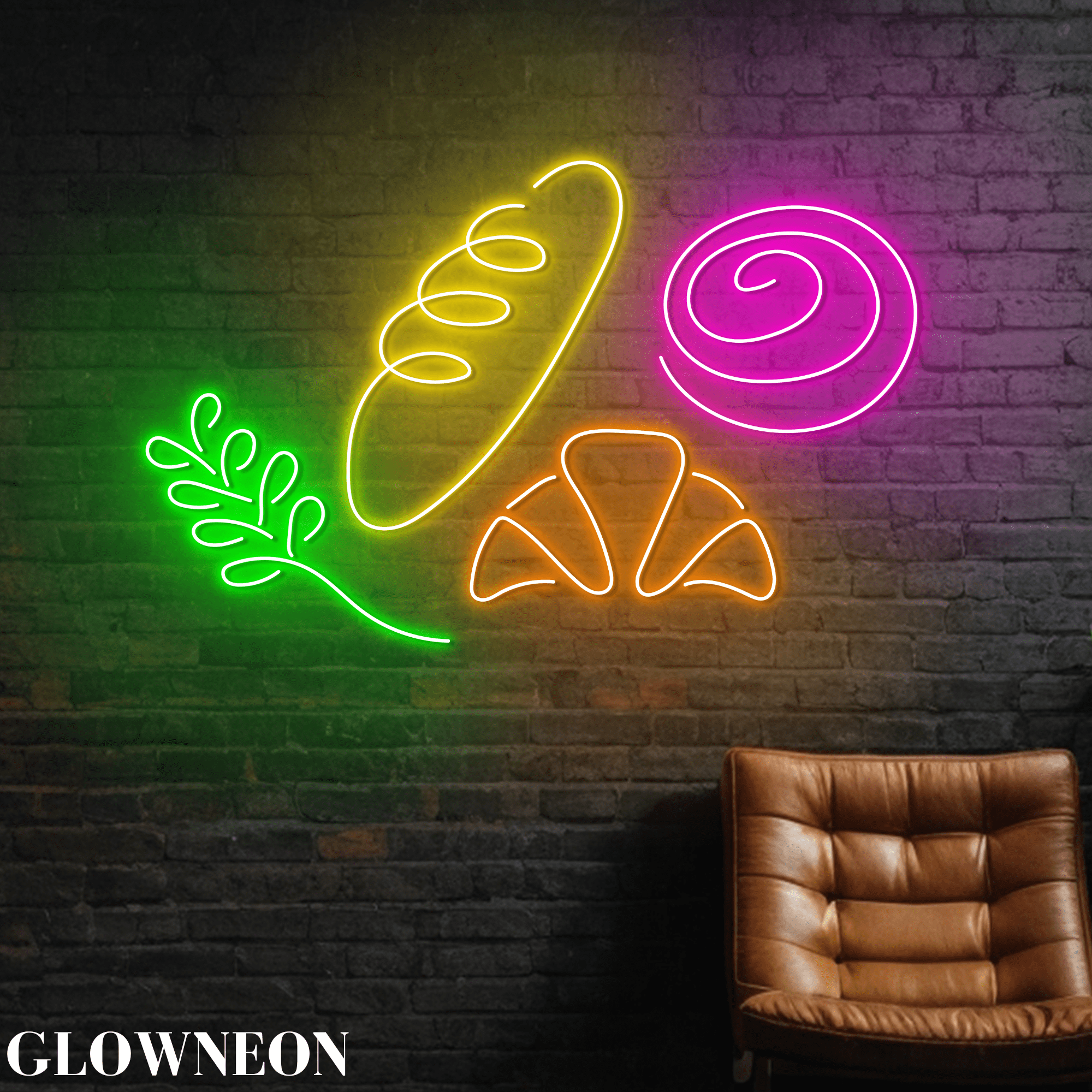 Glowneon Bread Croissant Cake Neon Wall Hangings To Light Up Bakery ...