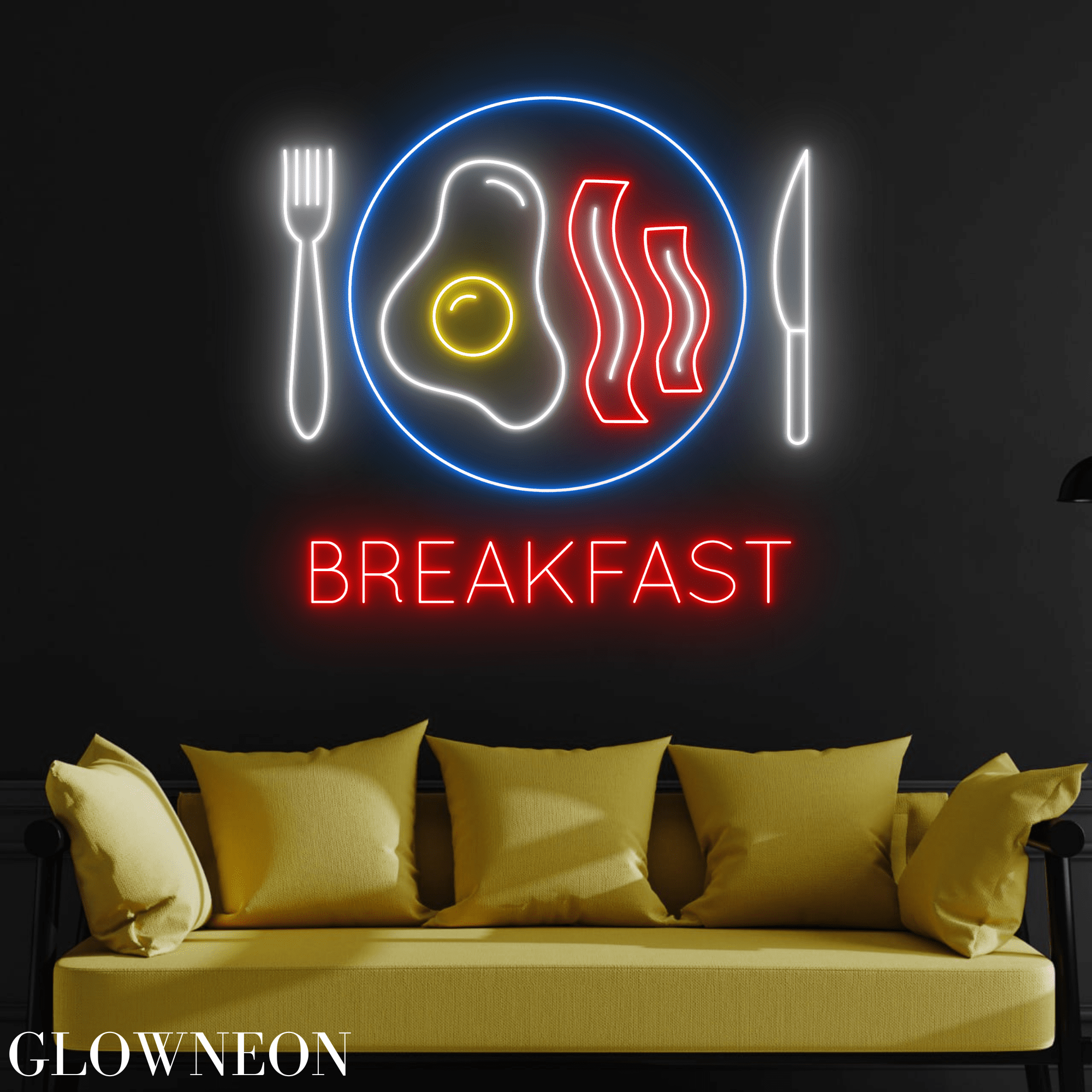 Glowneon Breakfast Neon Light For Restaurant Wall Art, Kitchen Decor ...