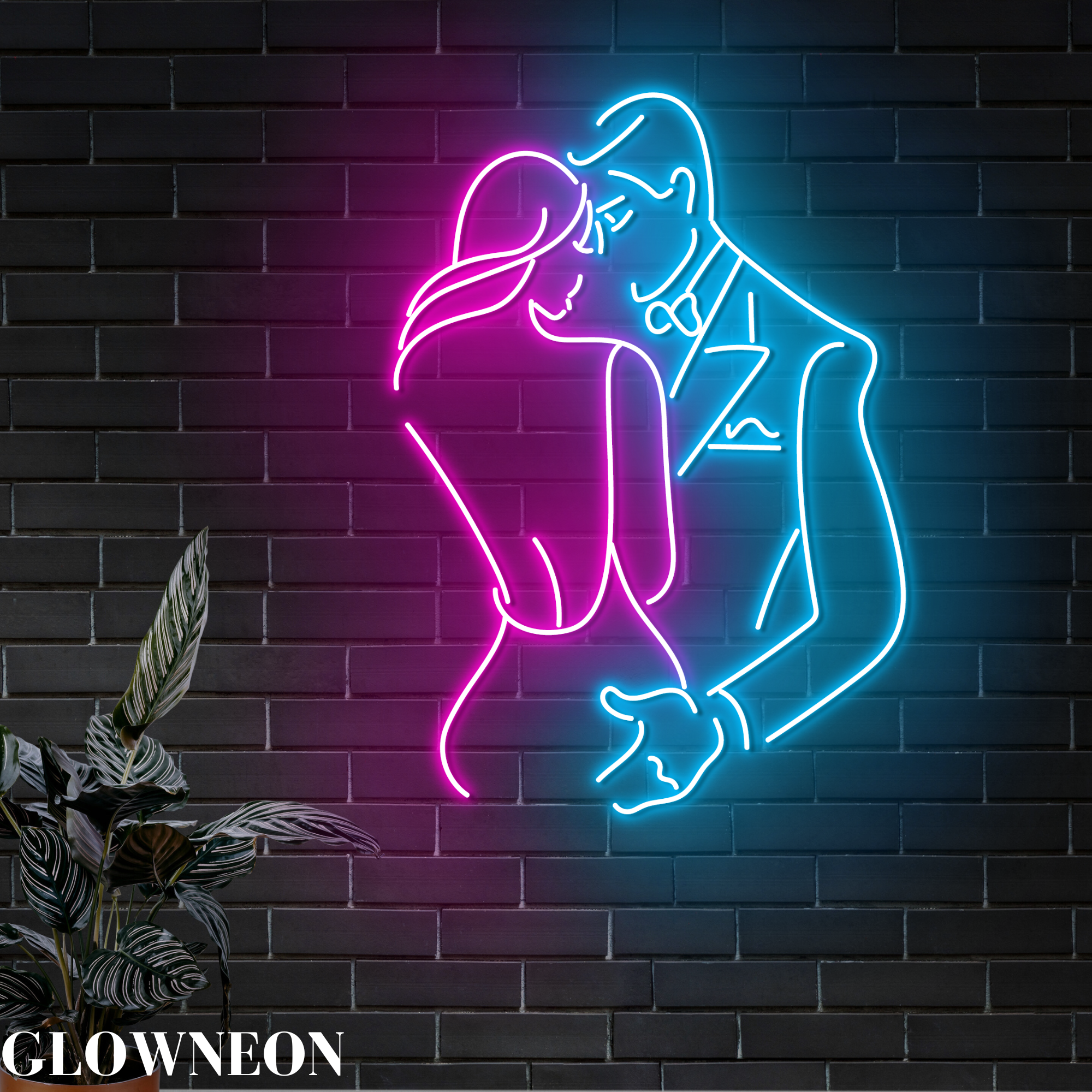 Glowneon Bride Groom Neon Line Art, Couple Led Sign, Wedding Decor ...