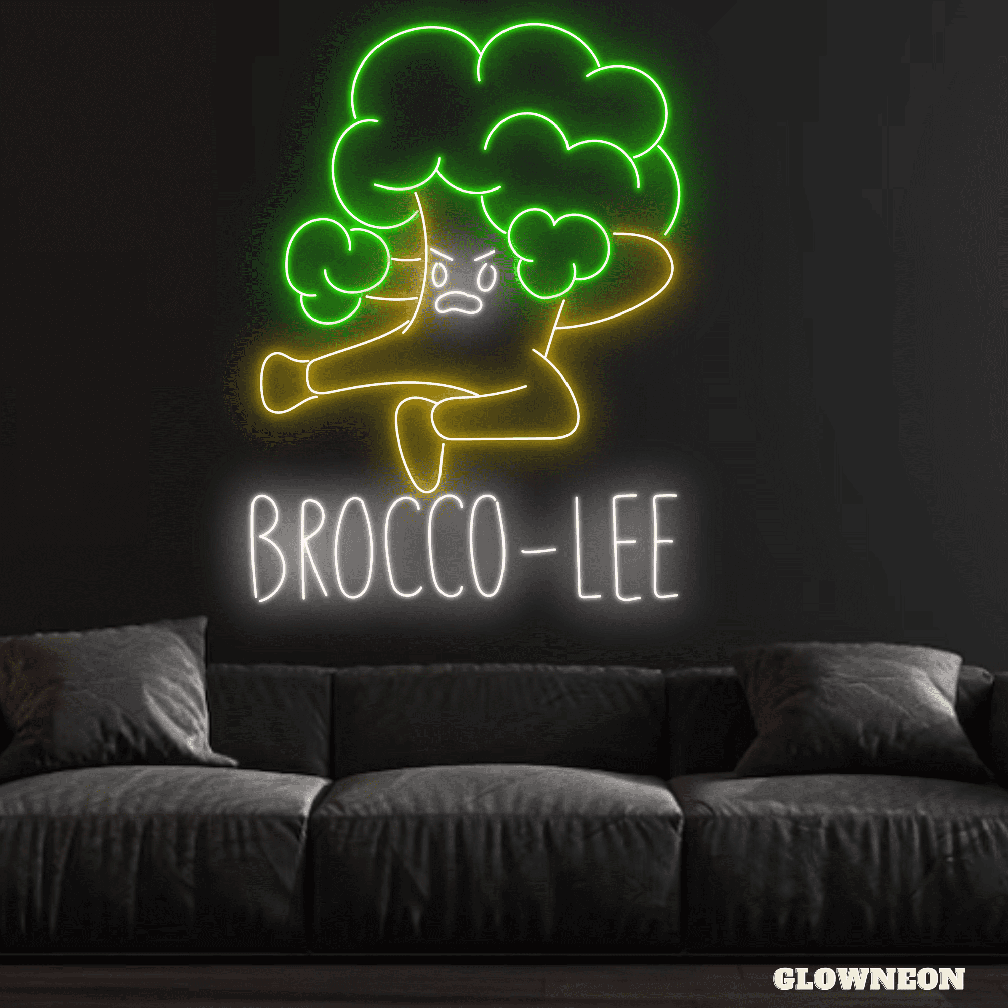 Glowneon Brocco Lee Neon Sign, Broccoli Karate Sign, Broccoli Decor ...