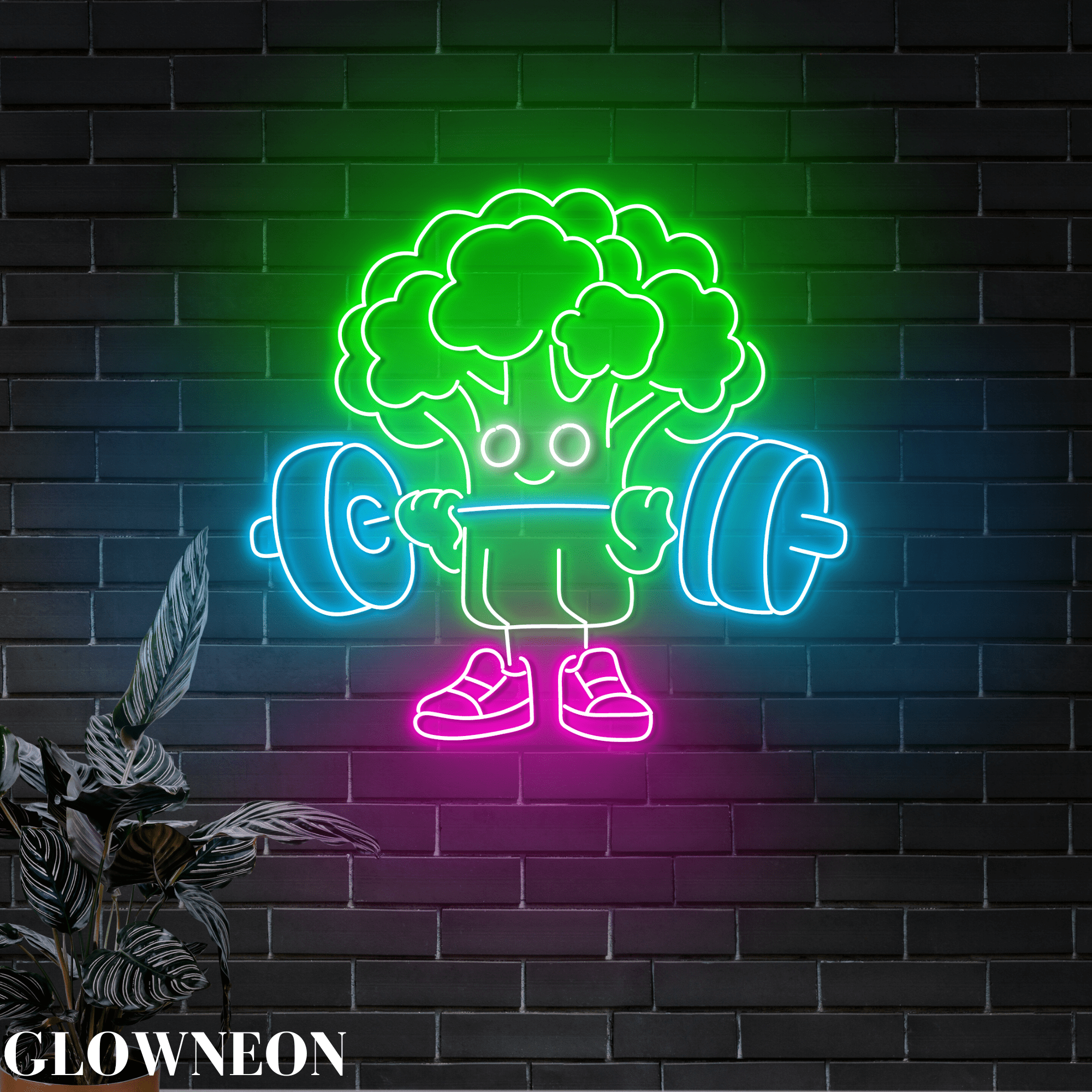 Glowneon Broccoli Gymmer Led Sign, Healthy Broccoli Gym Room Decor ...