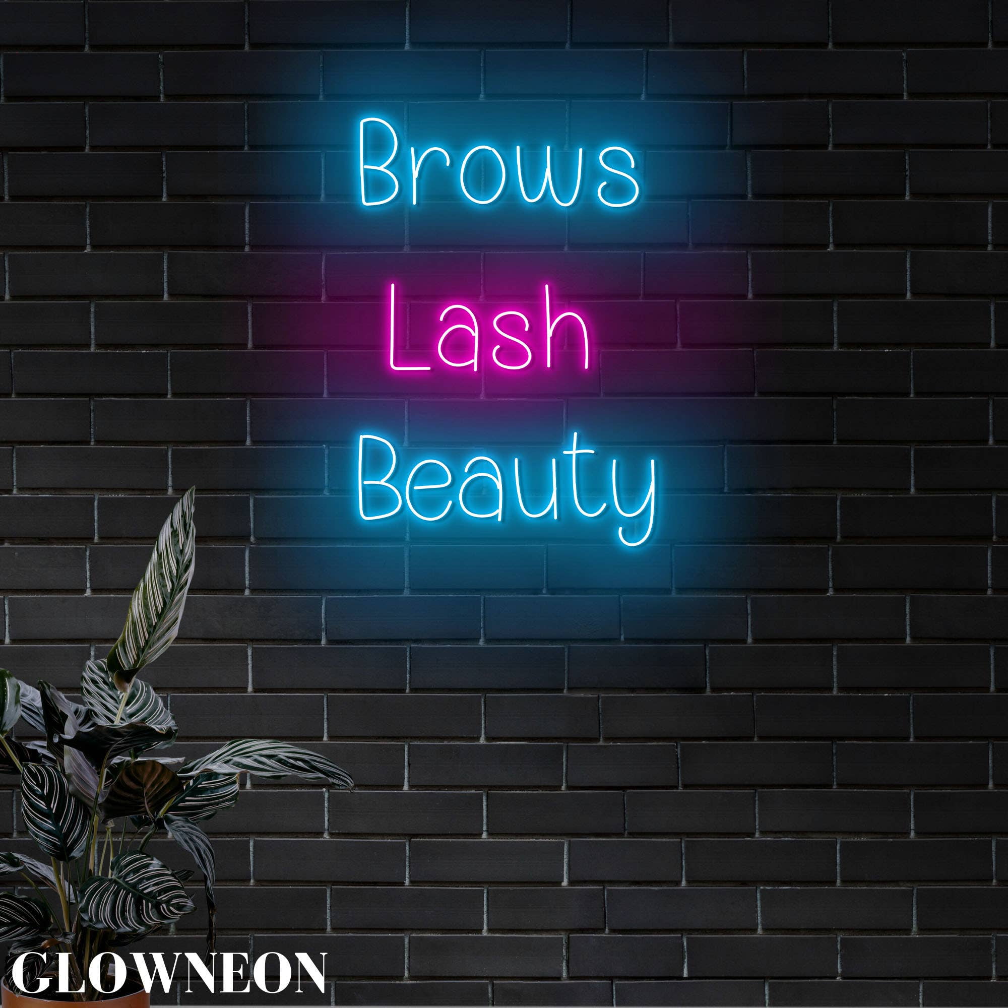Glowneon Brows Lash Beauty Neon Sign, Eyebrow Lash Salon Led Wall Art ...