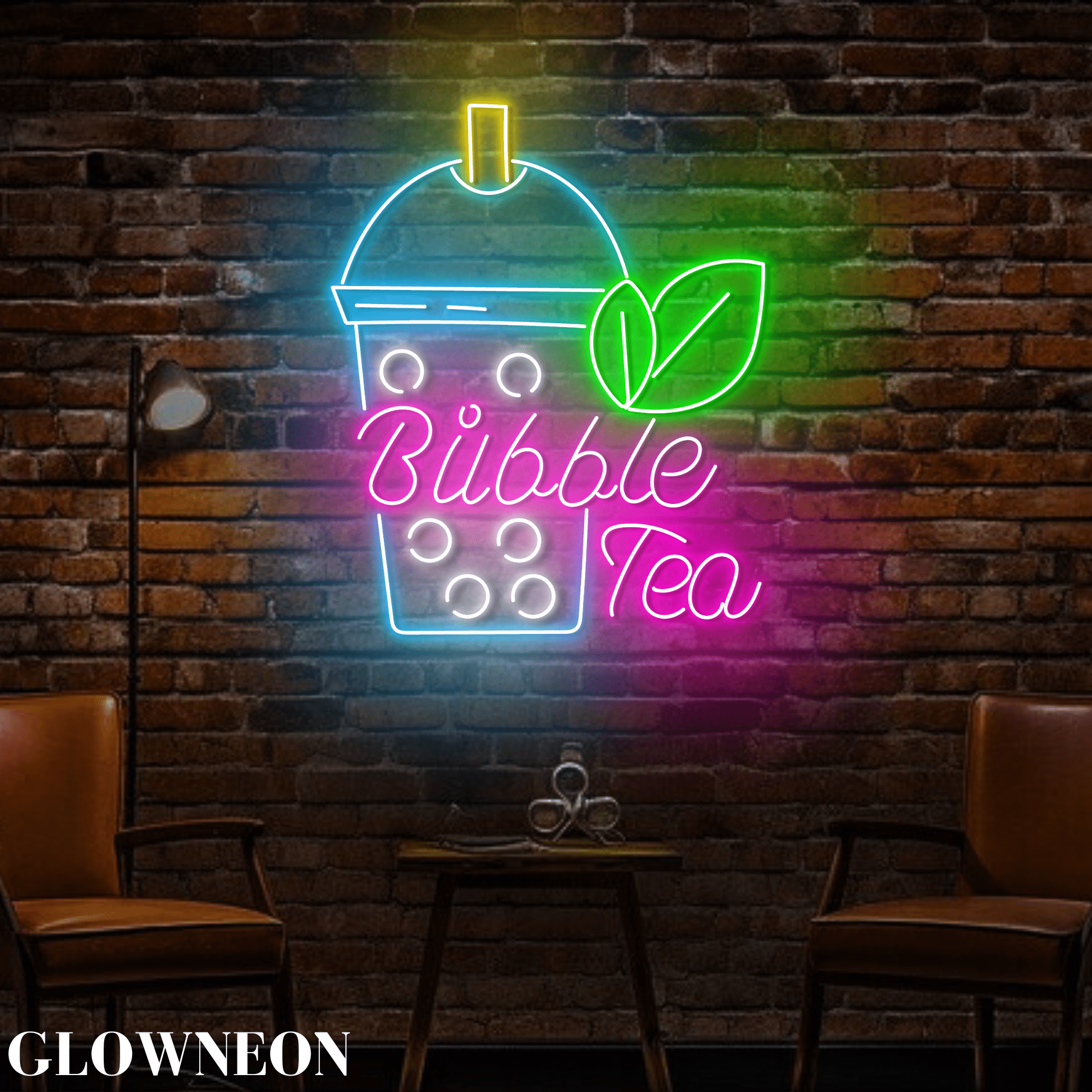 Glowneon Bubble Tea Glass Wall Art, Boba Tea Led Sign, Milk Tea Decor ...